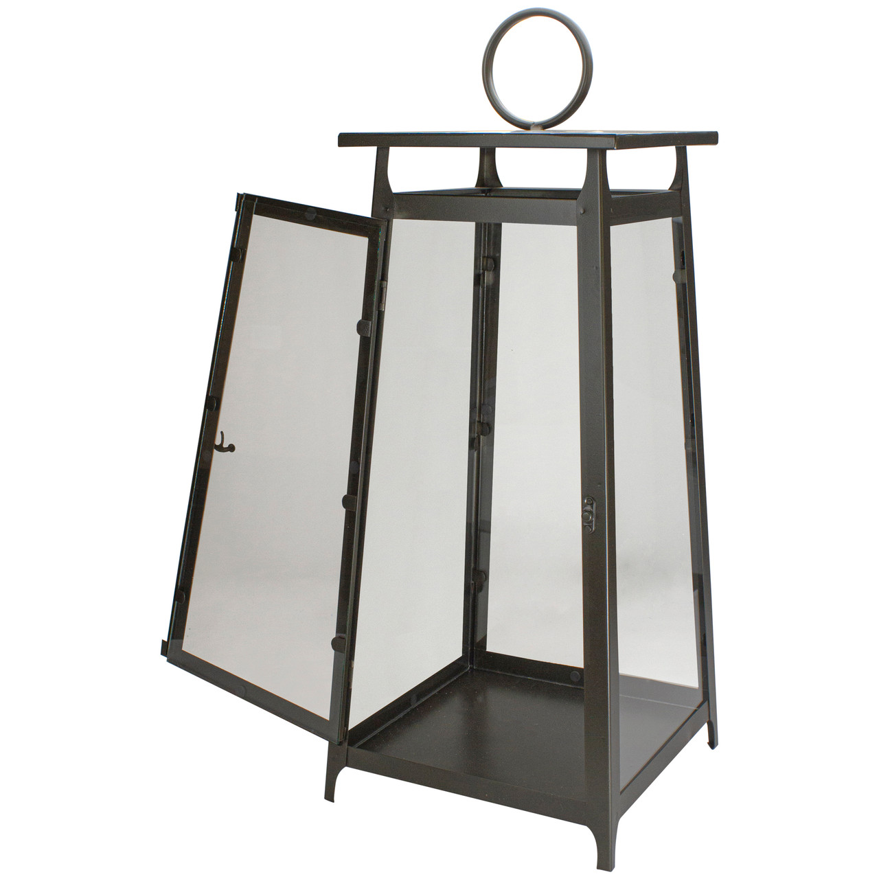 25" Brown Rustic Candle Lantern With a Latch Hook Lock Tabletop Decor ...