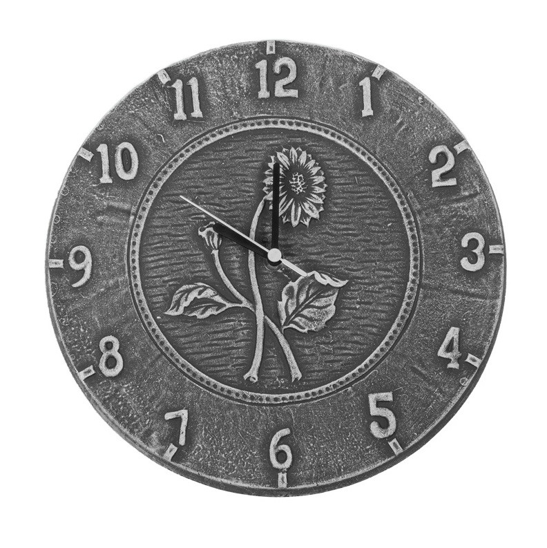 12" Weathered Gray Terra Cotta Embossed Sunflower Indoor or Outdoor ...
