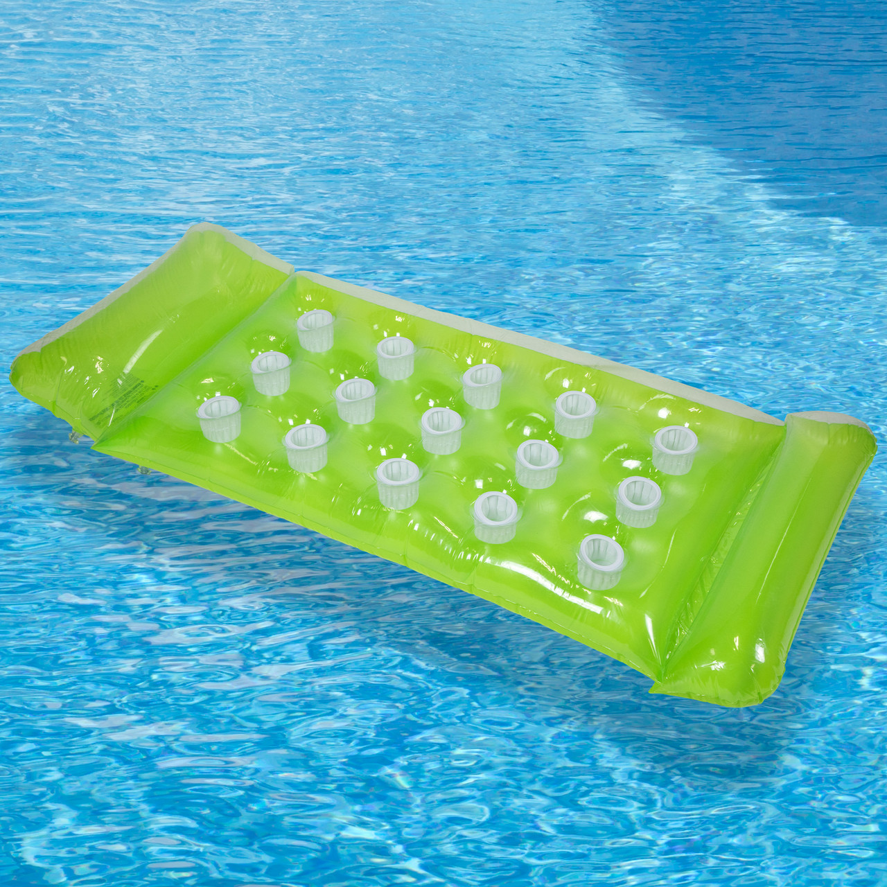 64.75" Green Inflatable 15-Pocket Swimming Pool Lounge | Christmas Central