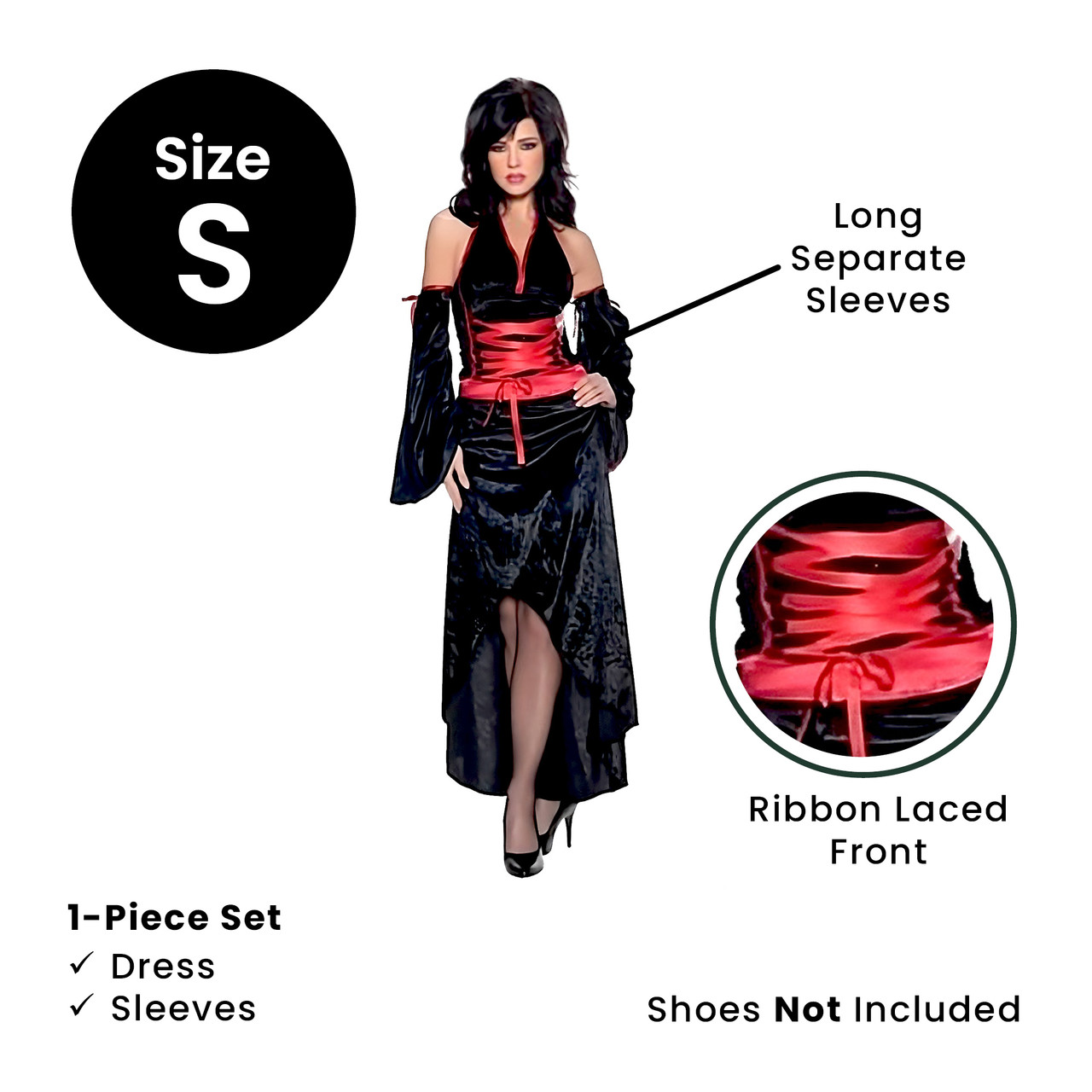 Women's Vampira Dracula Bride Adult Halloween Costume - Small 6-8 ...