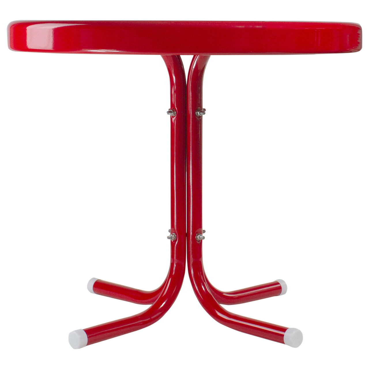 22" Outdoor Retro Tulip Side Table, Red | Christmas Central