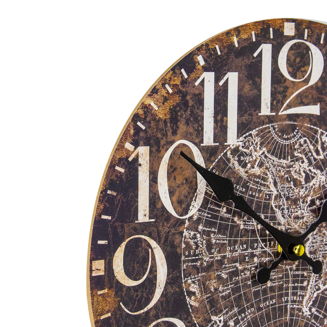 12" Battery Operated Round Wall Clock with World Globe Design ...