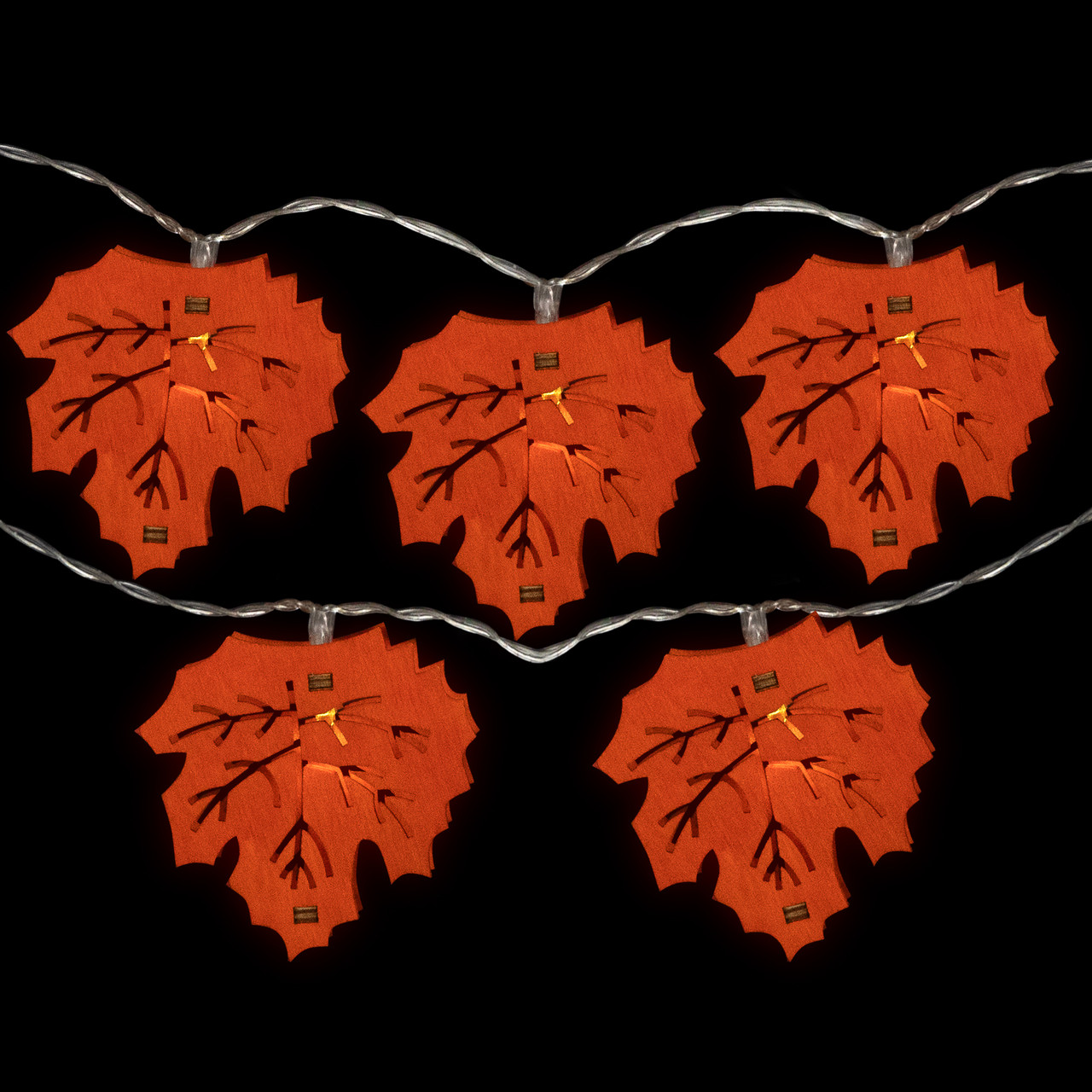 LED Maple Leaves Fall Harvest Fairy Lights - 4.5 ft Silver Wire - 10ct ...