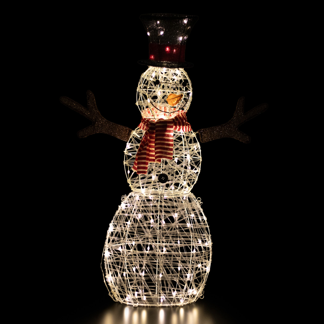 48" LED Lighted Snowman with Top Hat & Red Scarf Outdoor Christmas ...