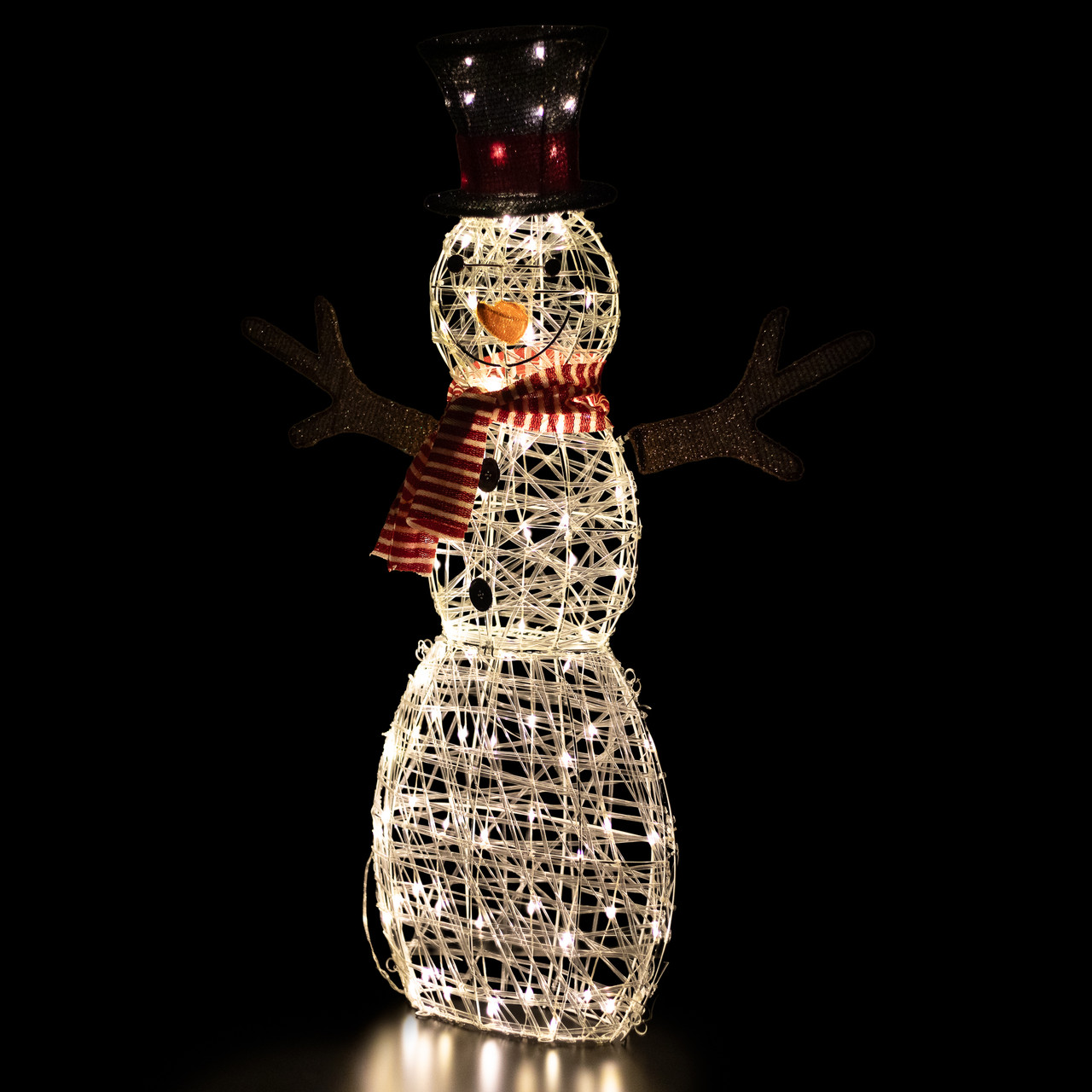 48" LED Lighted Snowman with Top Hat & Red Scarf Outdoor Christmas ...