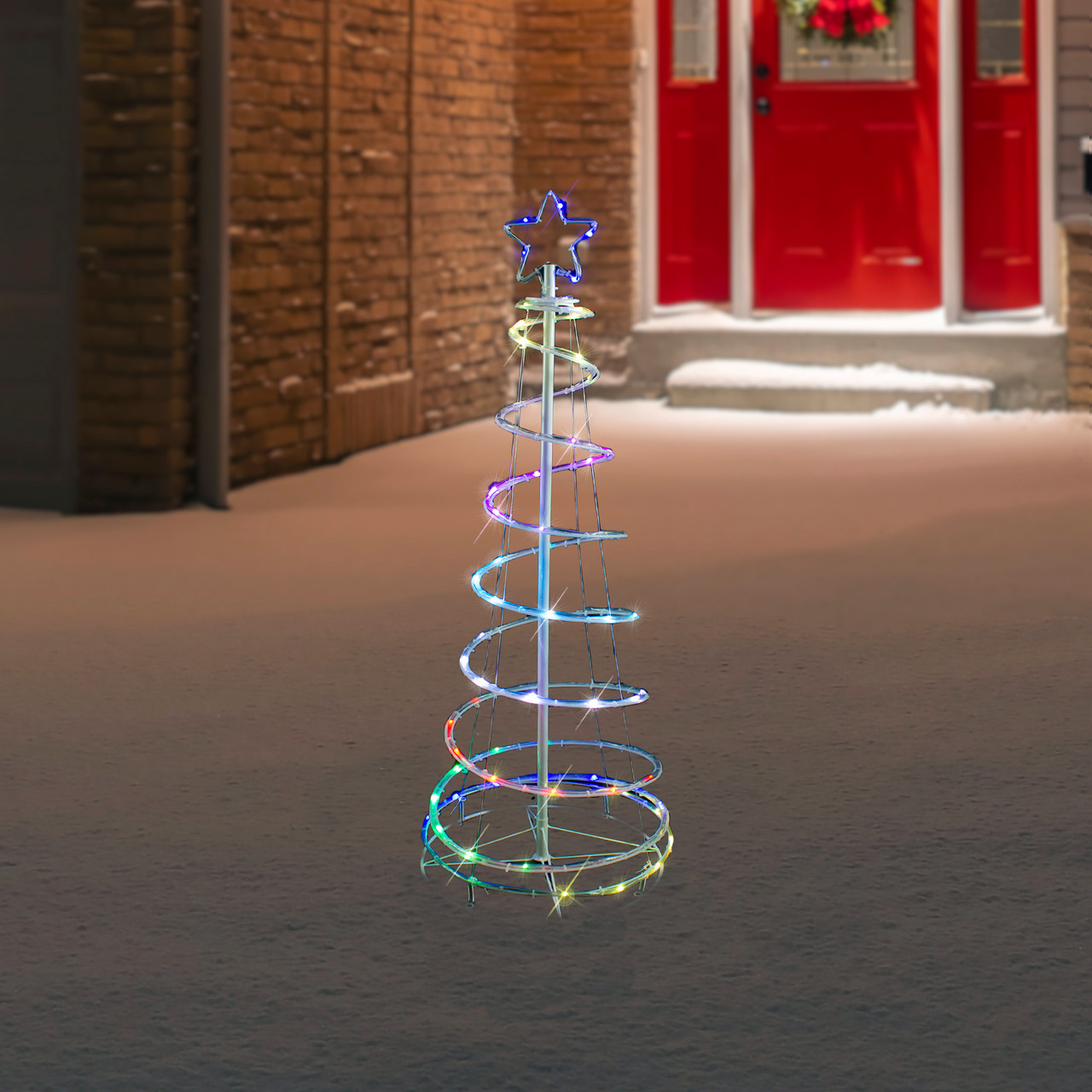 4' LED Color Changing Multiple Function Outdoor Spiral Christmas Tree ...