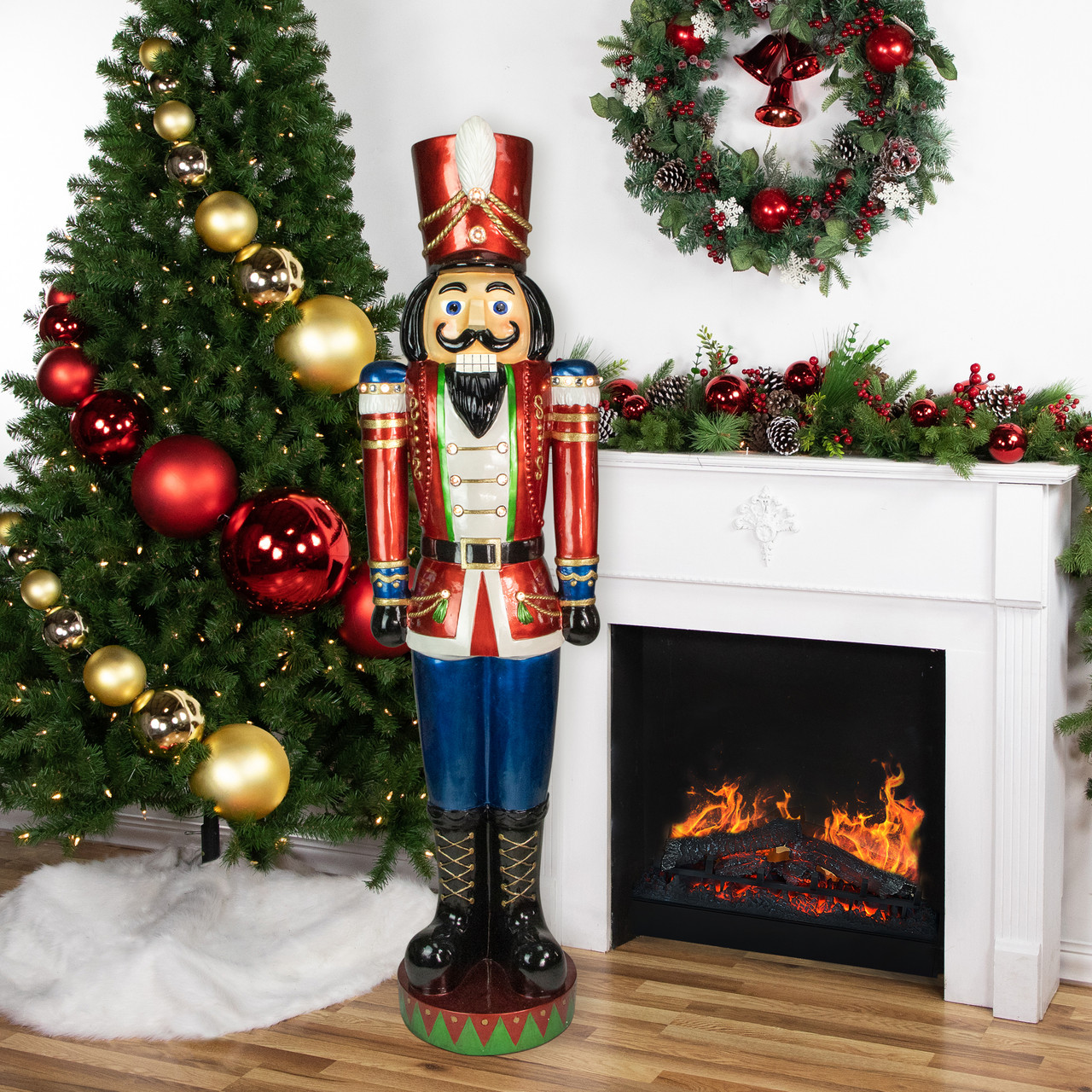 75" LED Lighted Metallic Jeweled Commercial Grade Fiberglass Christmas ...