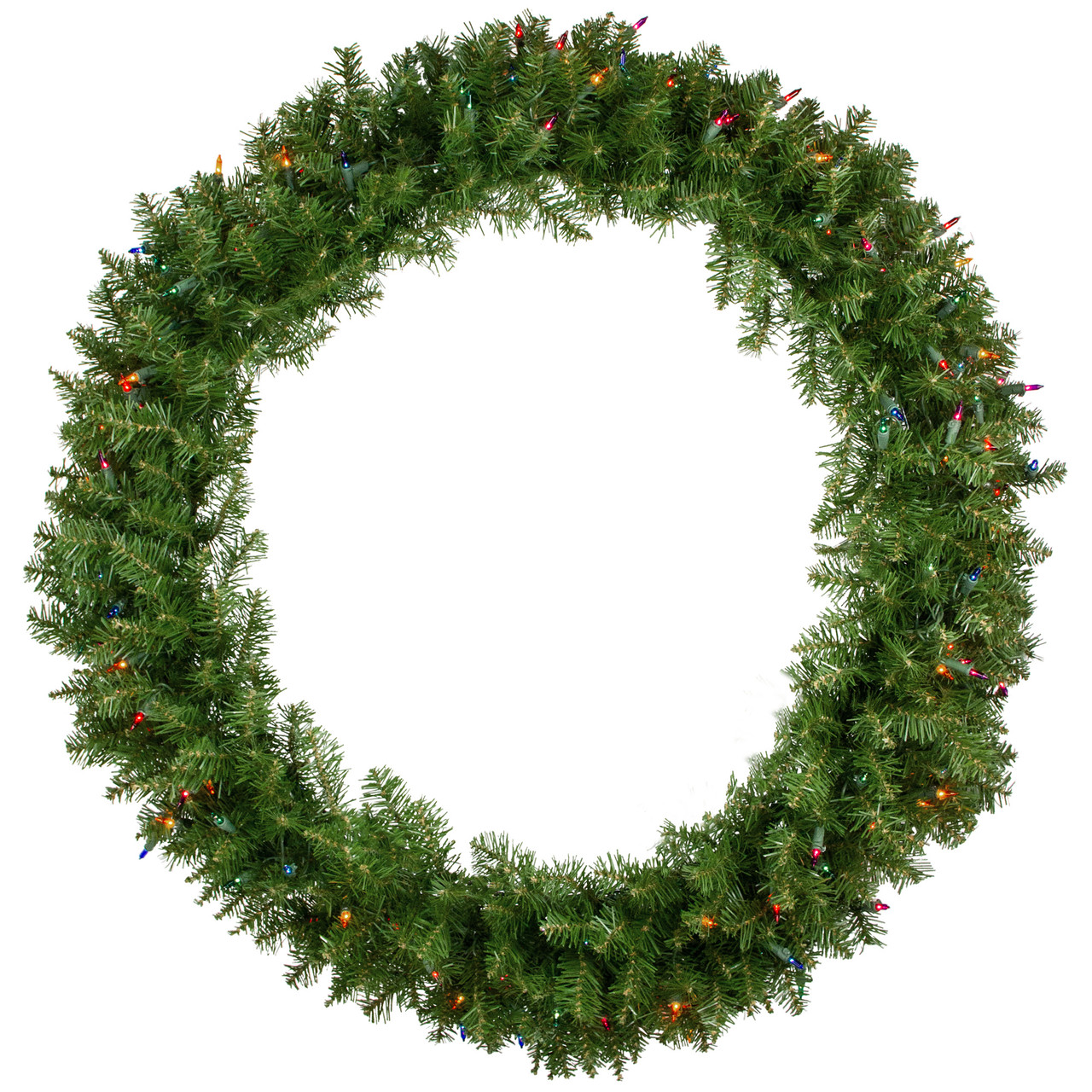 Pre-Lit Rockwood Pine Artificial Christmas Wreath, 36-Inch, Multi ...