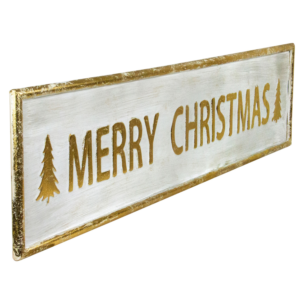 48" Metallic Gold Merry Christmas Metal Wall Sign | Christmas Central
