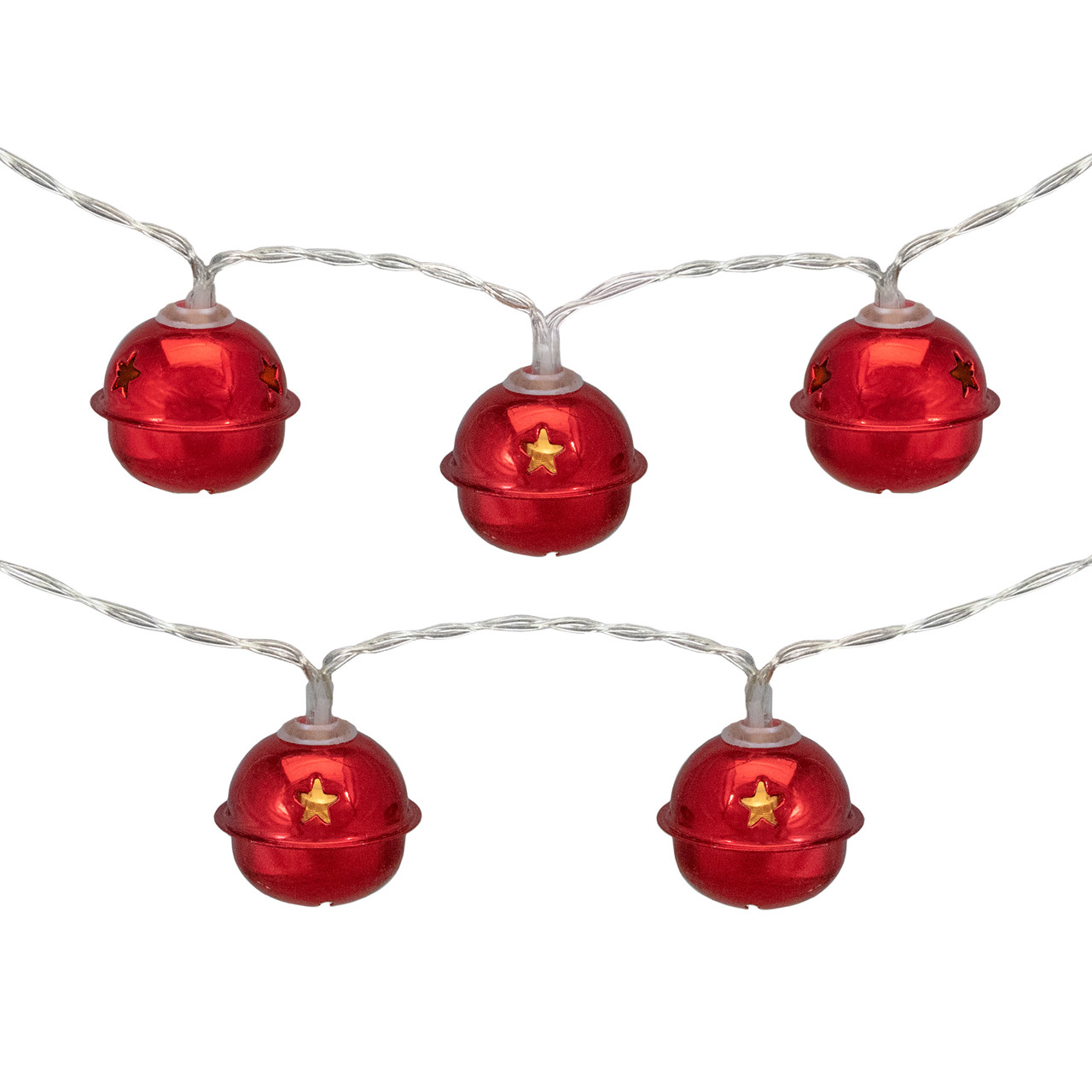 10-Count LED Red Christmas Bells Fairy Lights, 5.5ft, Clear Wire ...