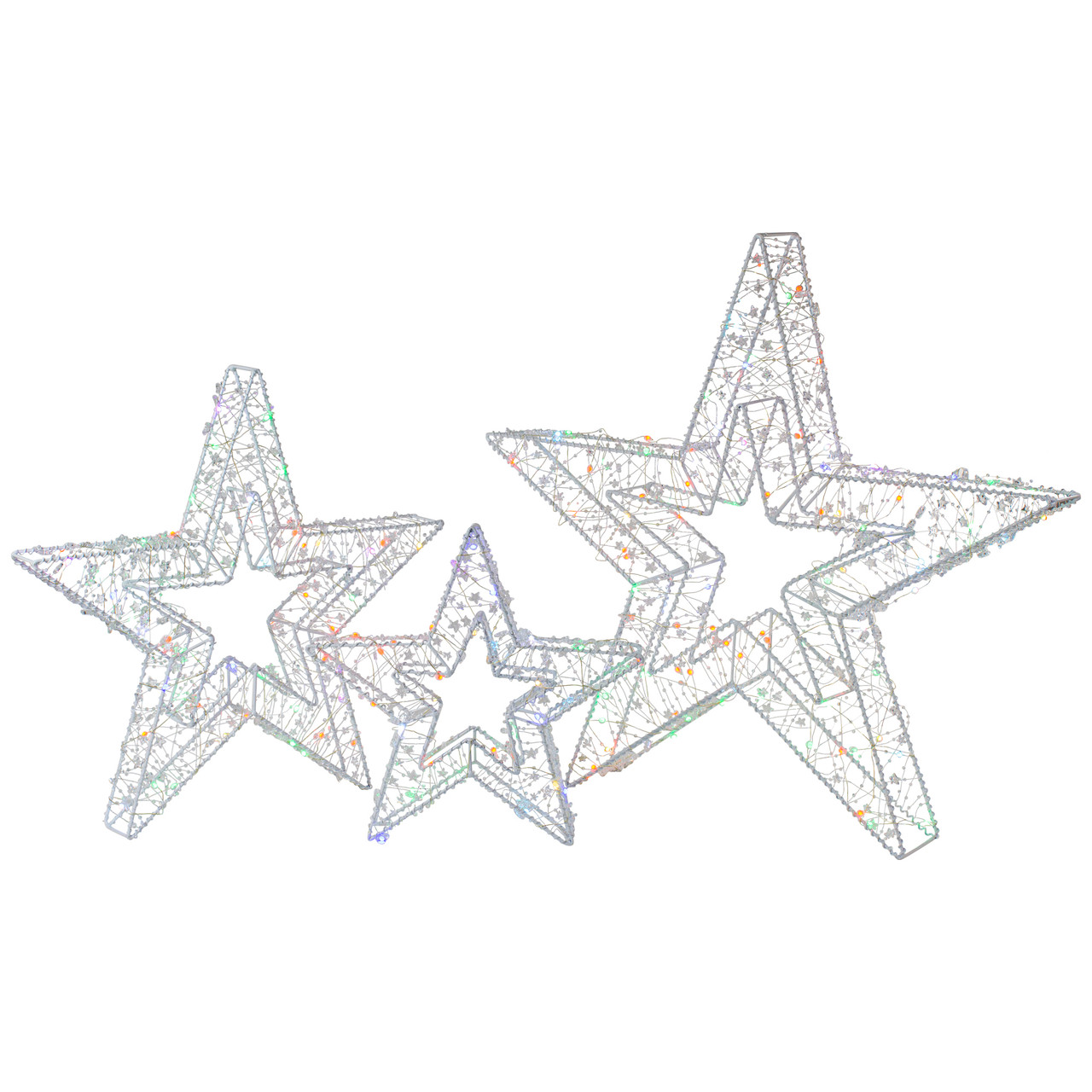 Set of 3 LED Lighted Color Changing Stars Outdoor Christmas Decorations ...
