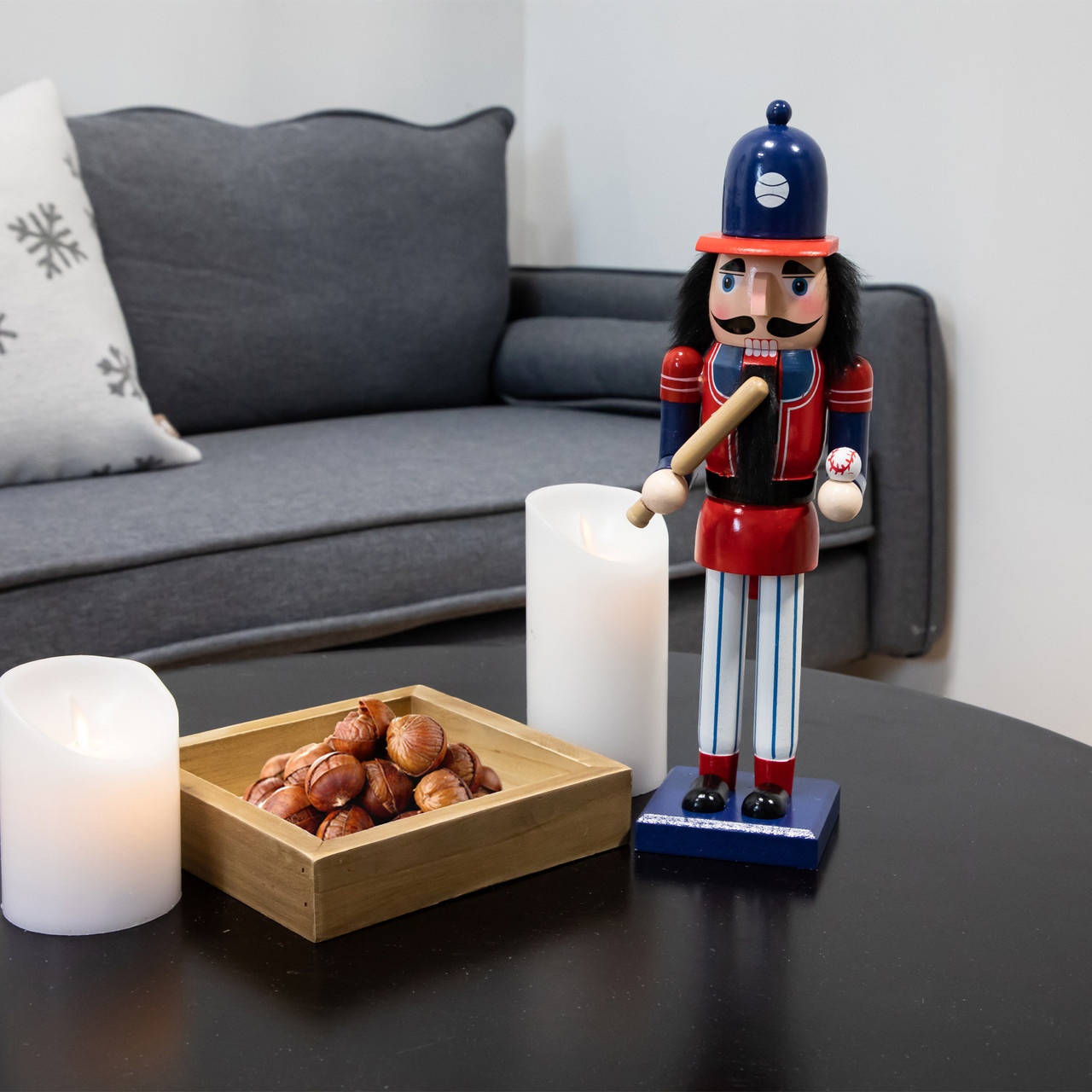 14" Red & Blue Wooden Christmas Nutcracker Baseball Player | Christmas ...