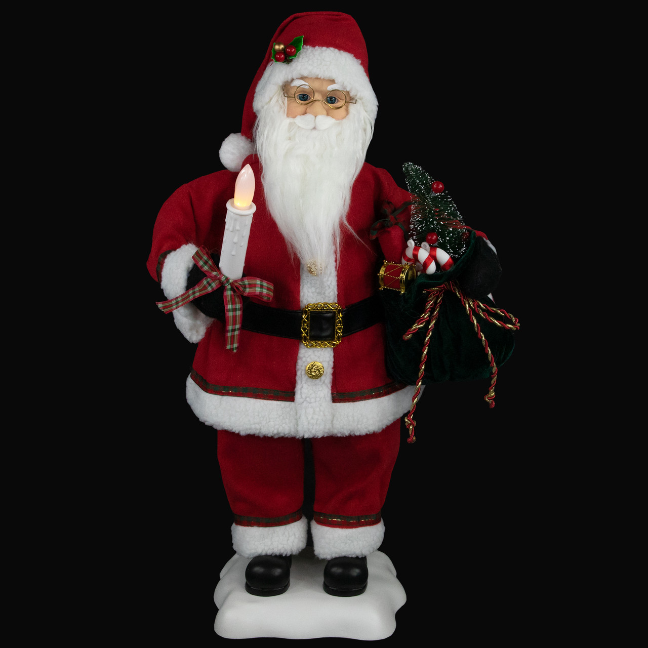 24-Inch Animated Santa Claus with Lighted Candle Musical Christmas ...