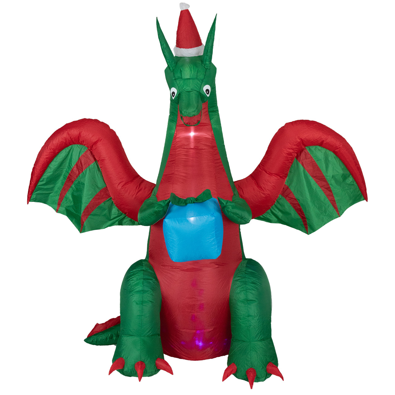 6' Inflatable LED Lighted Dragon with Gift Outdoor Christmas Decoration ...