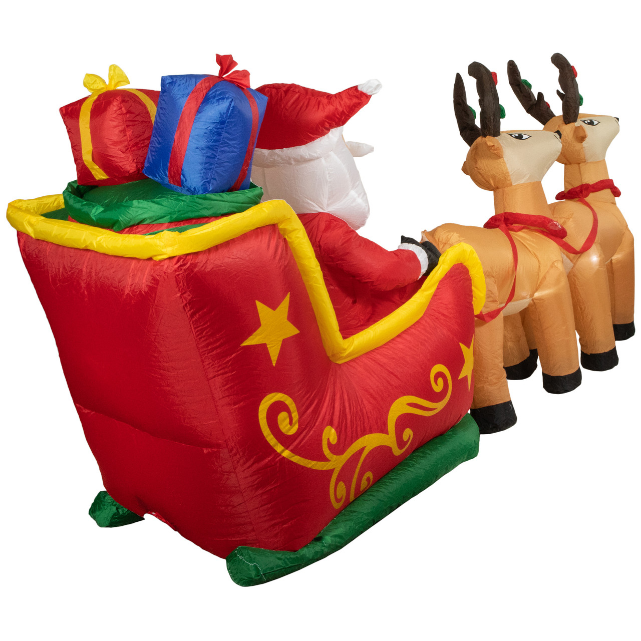 8' Inflatable Santa's Sleigh & Reindeer Outdoor Christmas Decoration ...