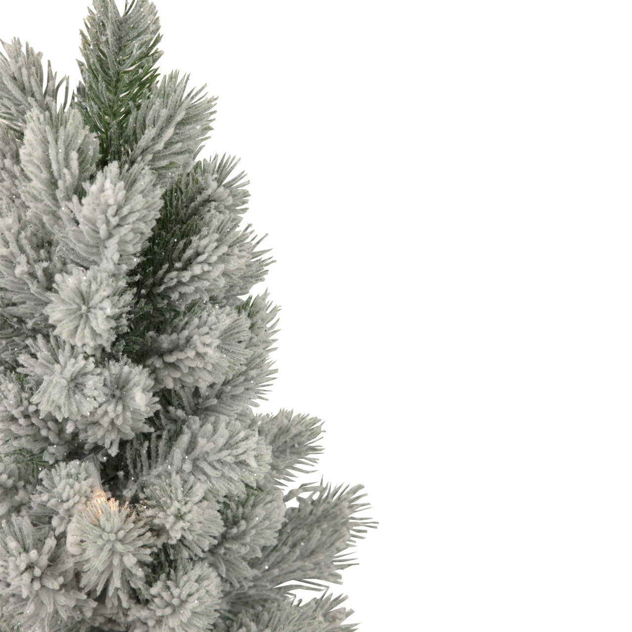16" LED Lighted Mini Frosted Pine Christmas Tree in Cement Base ...