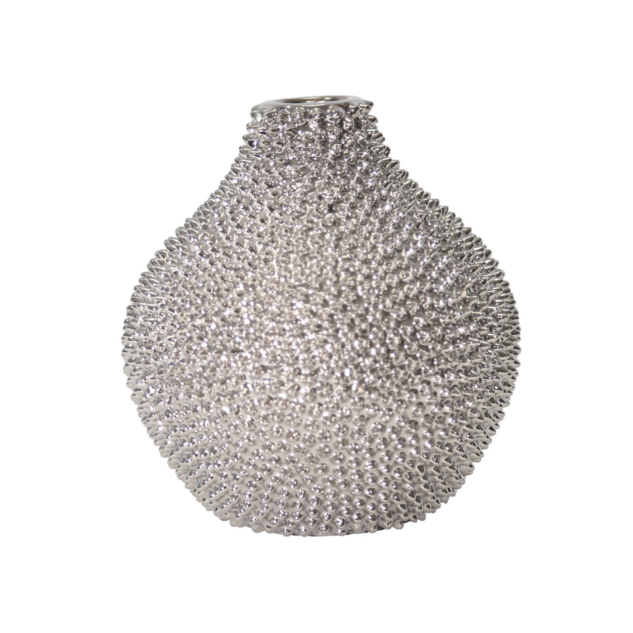 10" Silver Spiked Bottle Shaped Vase Decor | Christmas Central