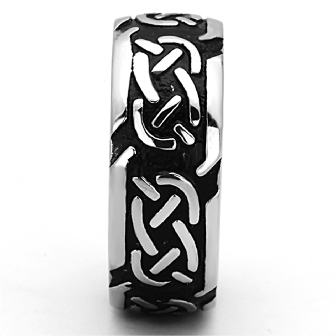 Stainless Steel Men's Celtic Ring with Black Jet Epoxy - Size 13 (Pack ...