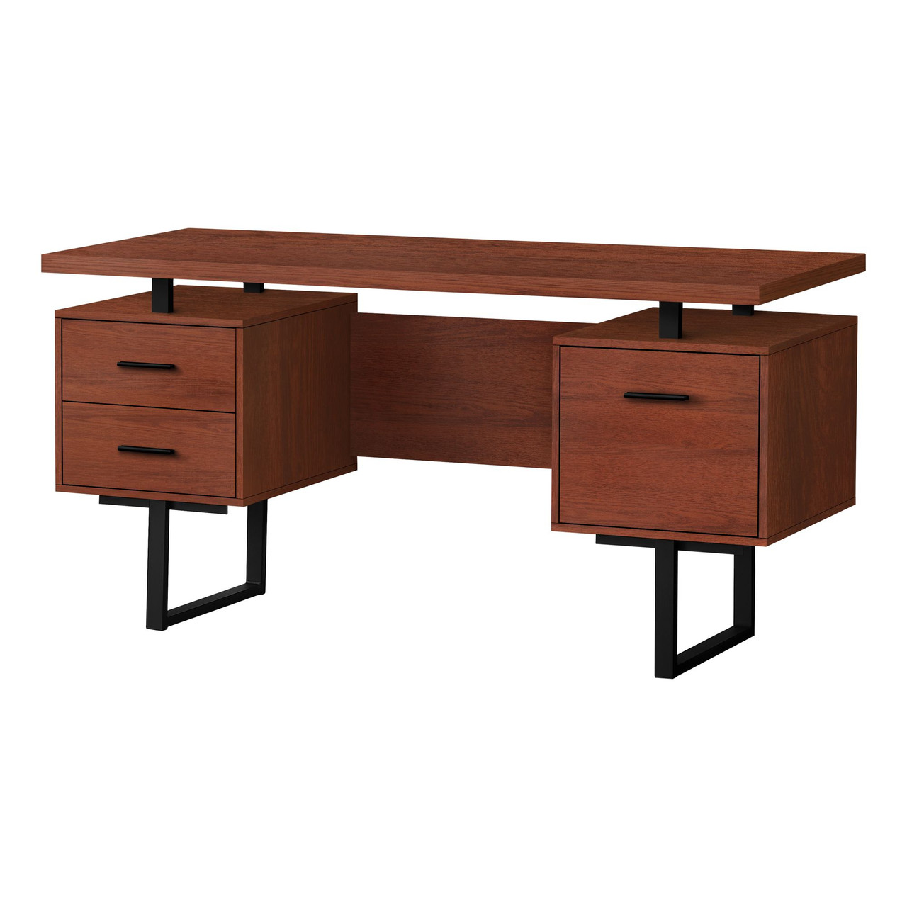 60" Cherry Red & Black Contemporary Rectangular Computer Desk ...