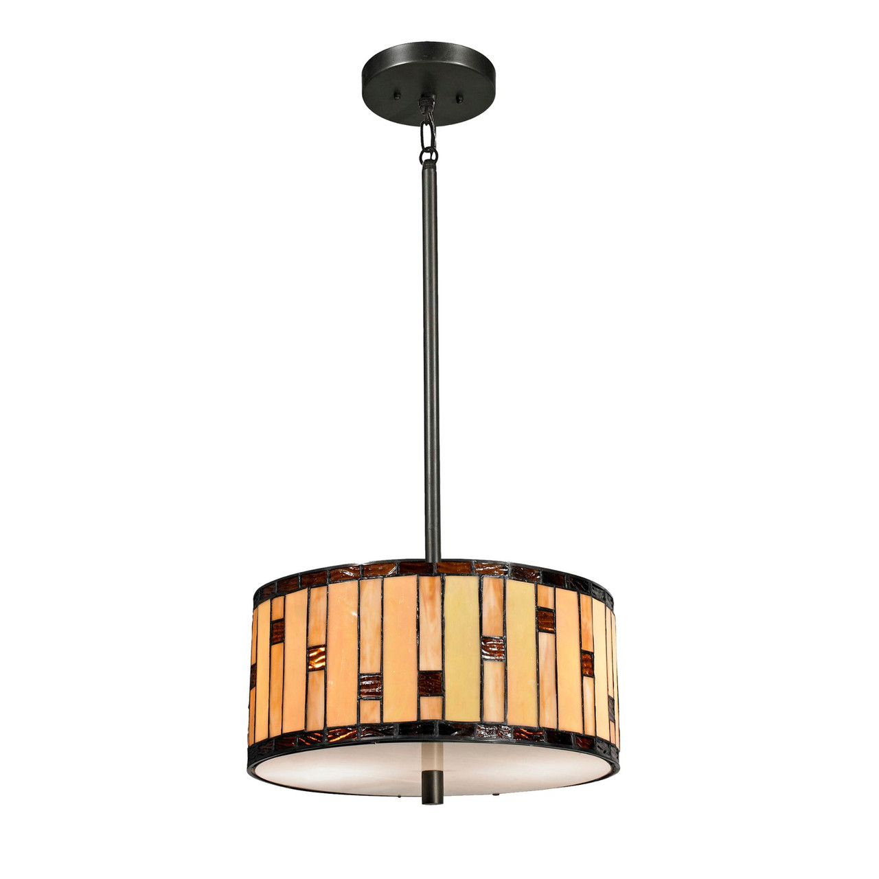 48" Black & Beige Contemporary Hanging Pendant Light Fixture ...