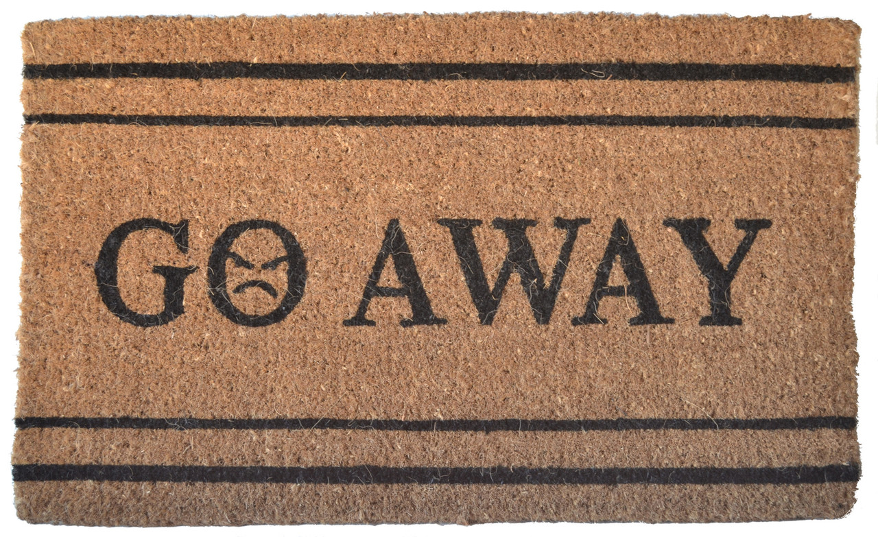 30" Brown & Black Rectangular Go Away Basic Coir Door Mat | Christmas ...