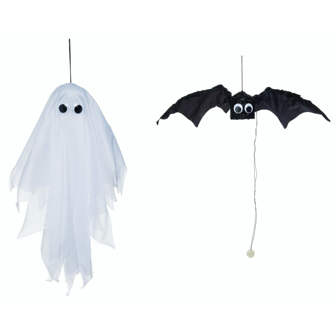 Set of 2 Dancing Ghost & Bat Halloween Hanging Decors 20" | Christmas ...