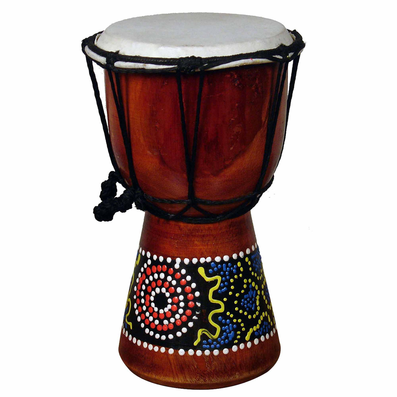 8" Maroon Red & Black Drum Jembe Aborigine Design | Christmas Central