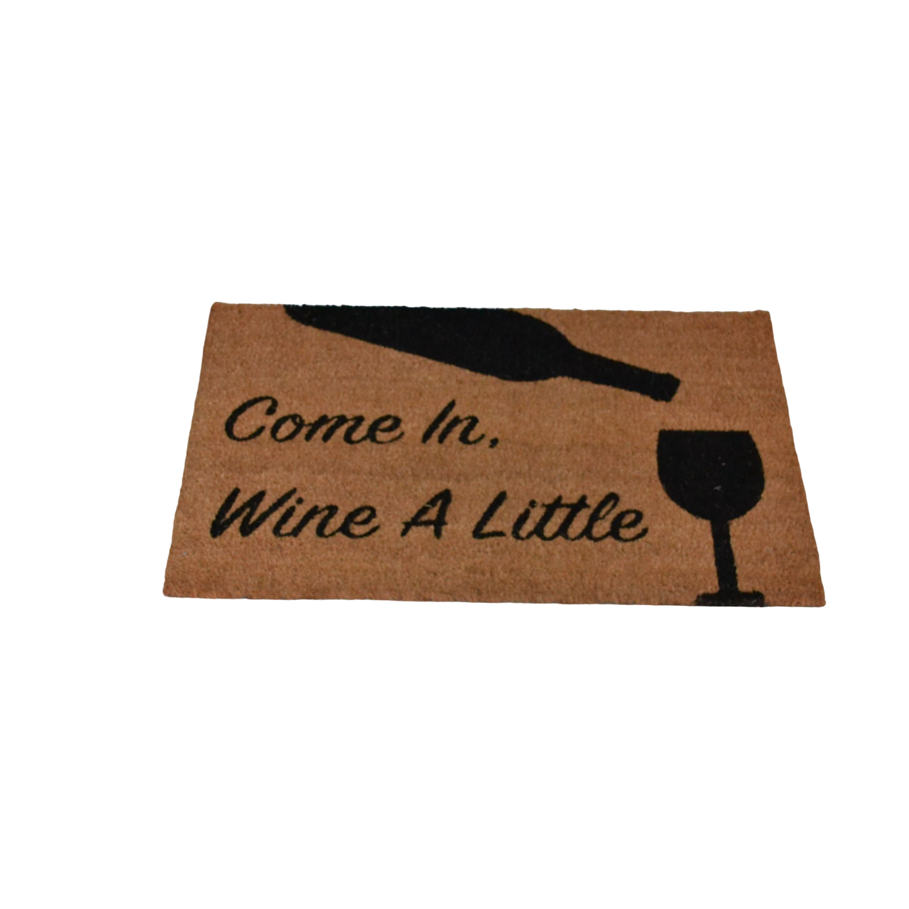 Rectangular Skid Free Coir Doormat with Wine Design 30" x 18 ...