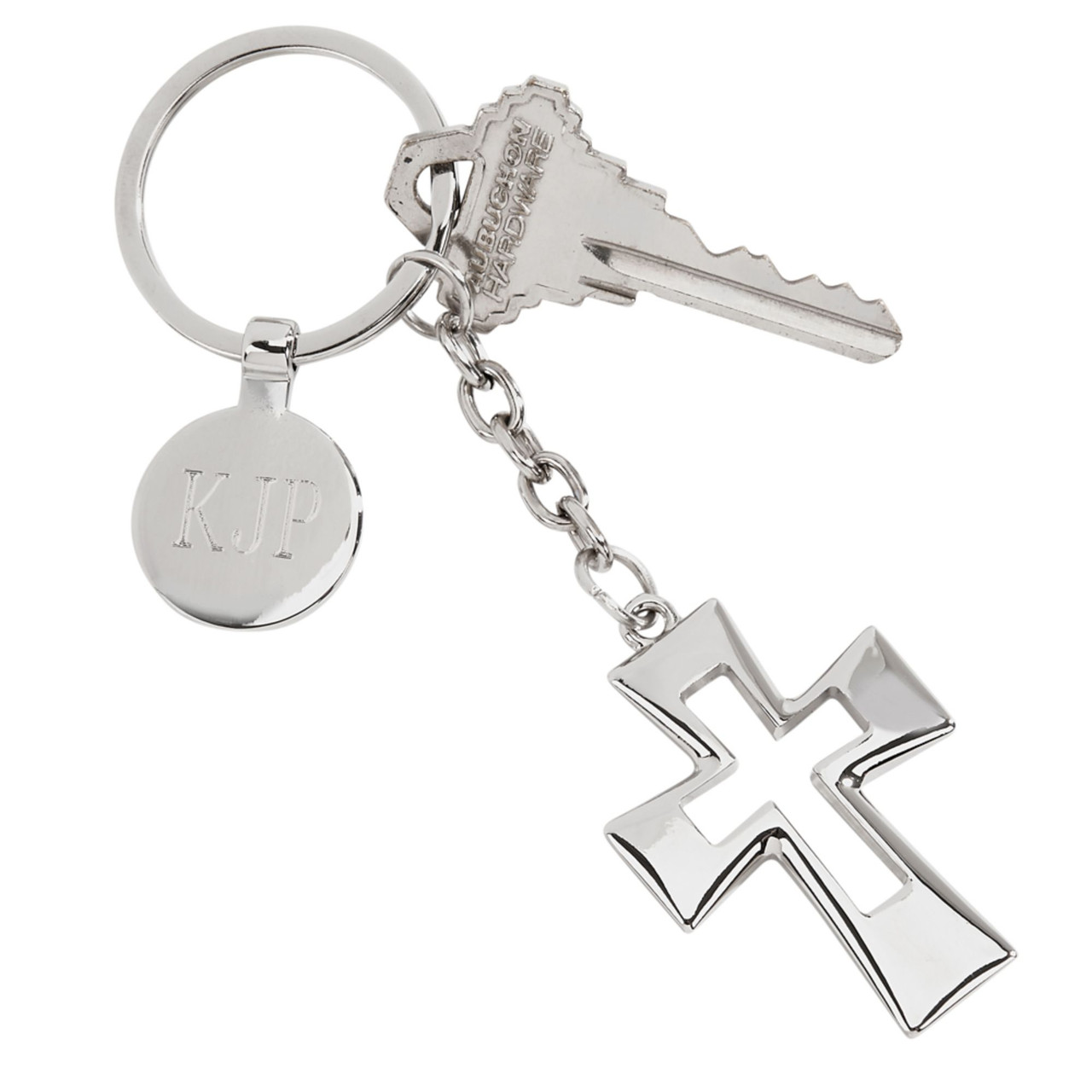 4.75" Open Cross Design Stainless Steel Key Chain | Christmas Central