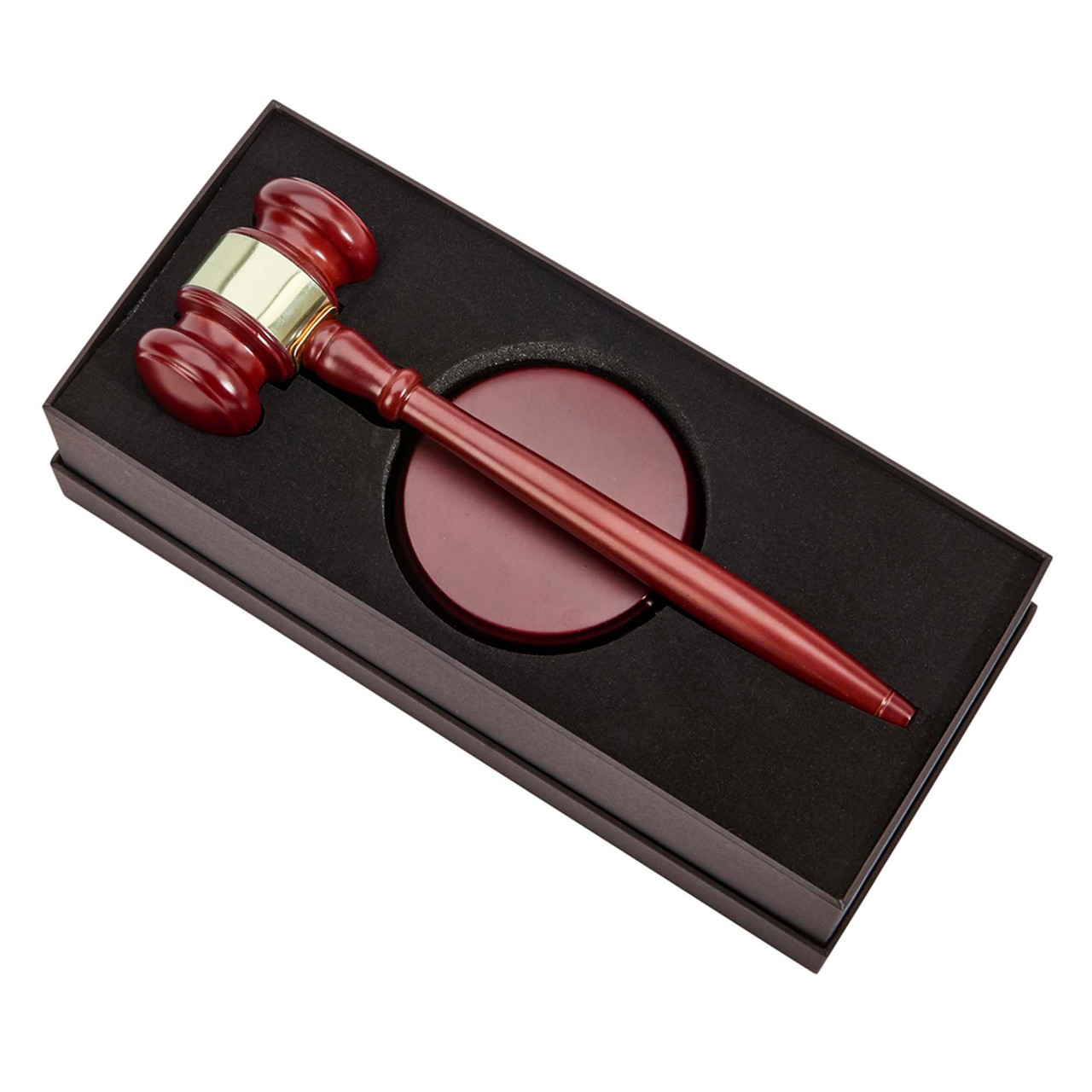 10" Wooden Gavel With 4" Round Wooden Striking Block | Christmas Central