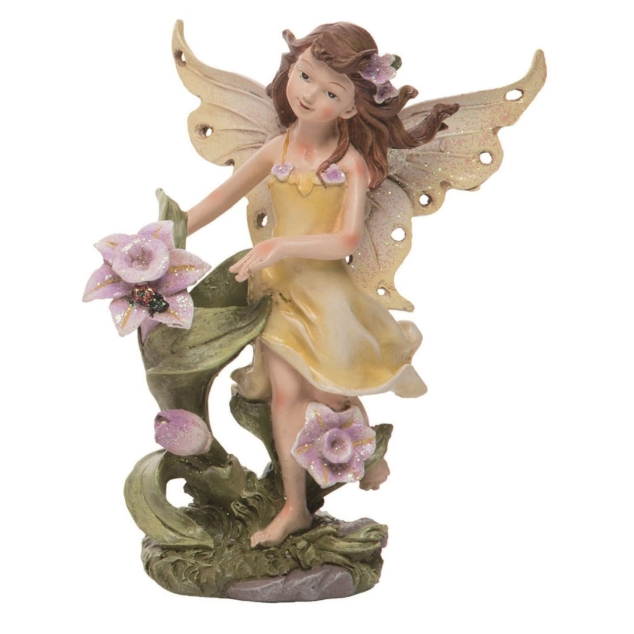 7" Yellow & Green Spring Fairy with Flower Tabletop Figurine ...