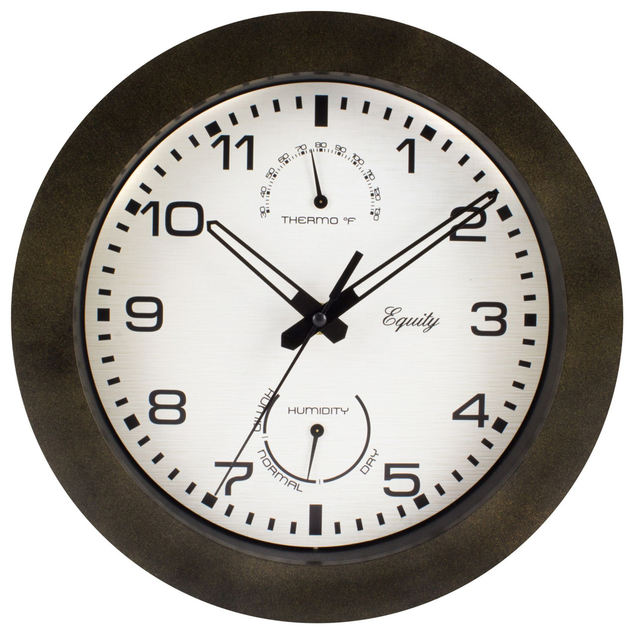 10" Brown & Beige Atomic Analog Wall Clock with Temperature & Humidity ...