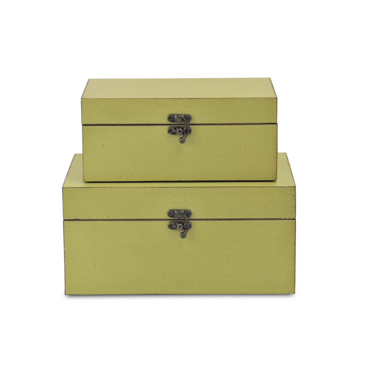 Set of 2 Green Solid Finished Wooden Storage Boxes 10.25" | Christmas ...