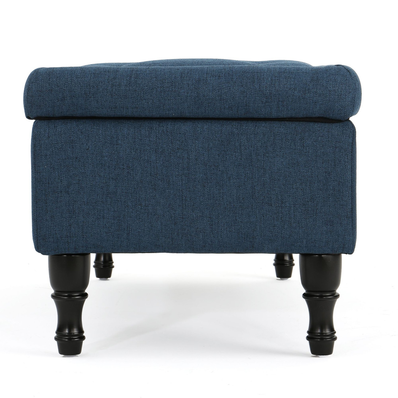 40.75" Navy Blue & Brown Contemporary Upholstered Rectangular Storage ...