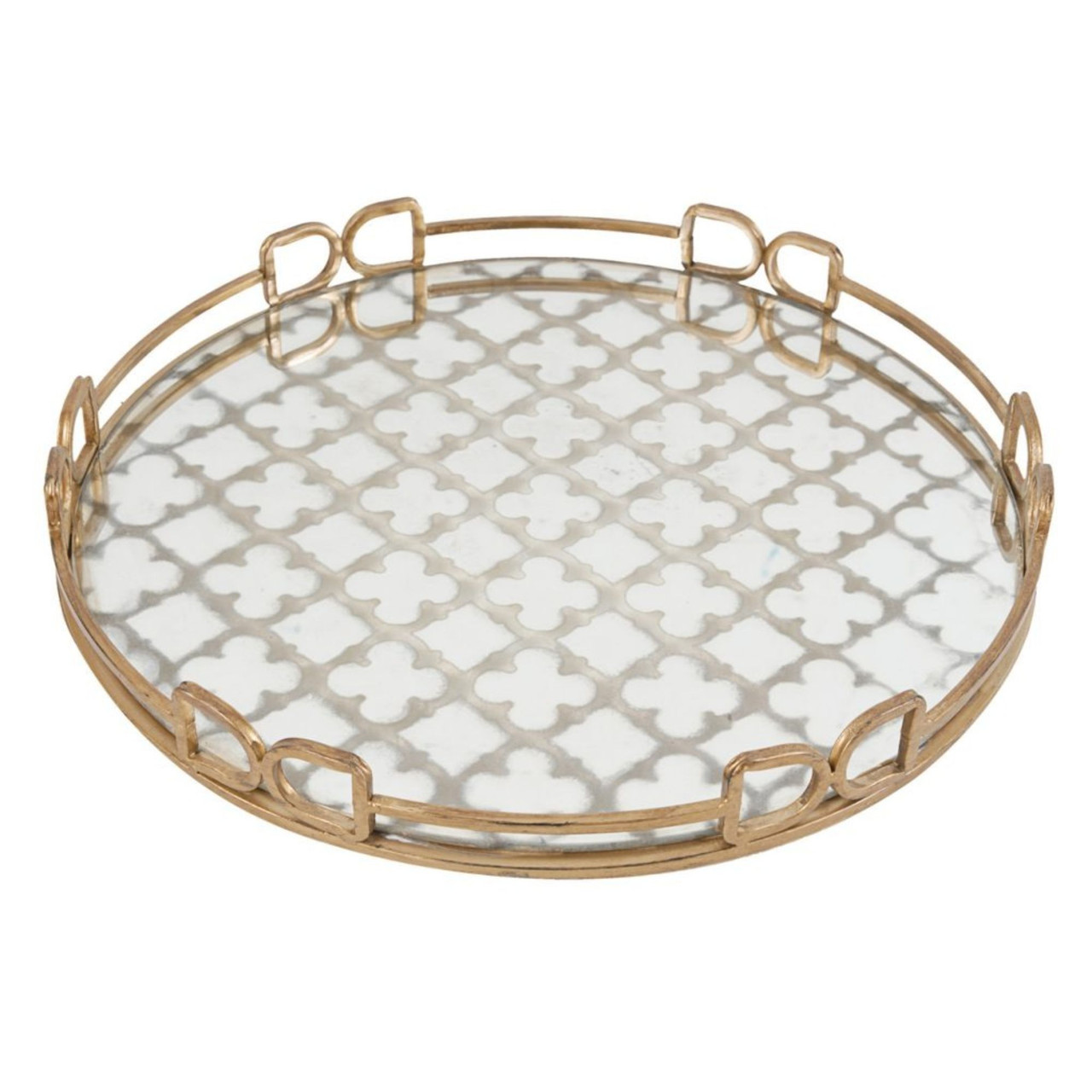 18" Gold & Clear Classic Vintage Style Large Round Tray | Christmas Central