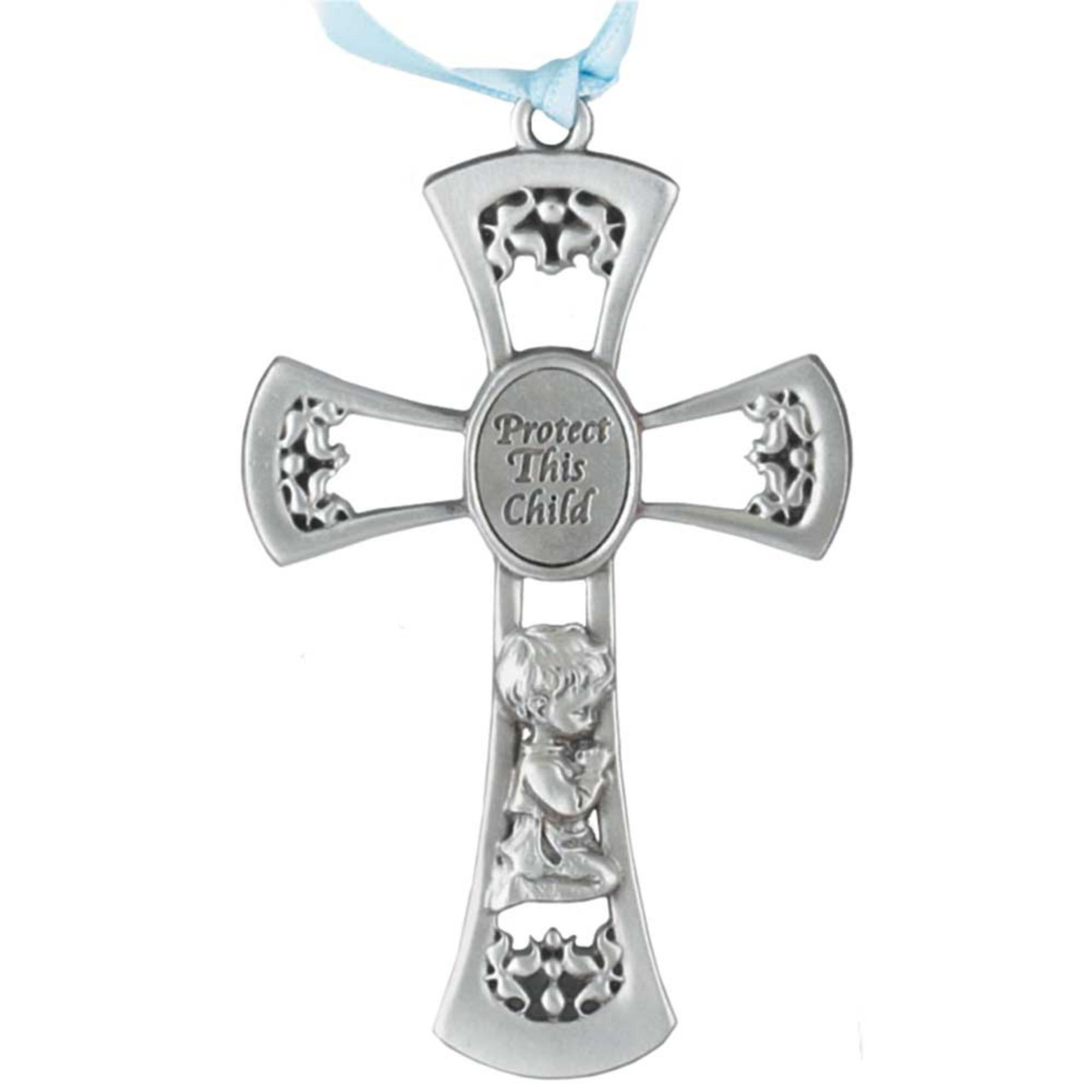 3" Silver Protect This Child Hanging Cross | Christmas Central