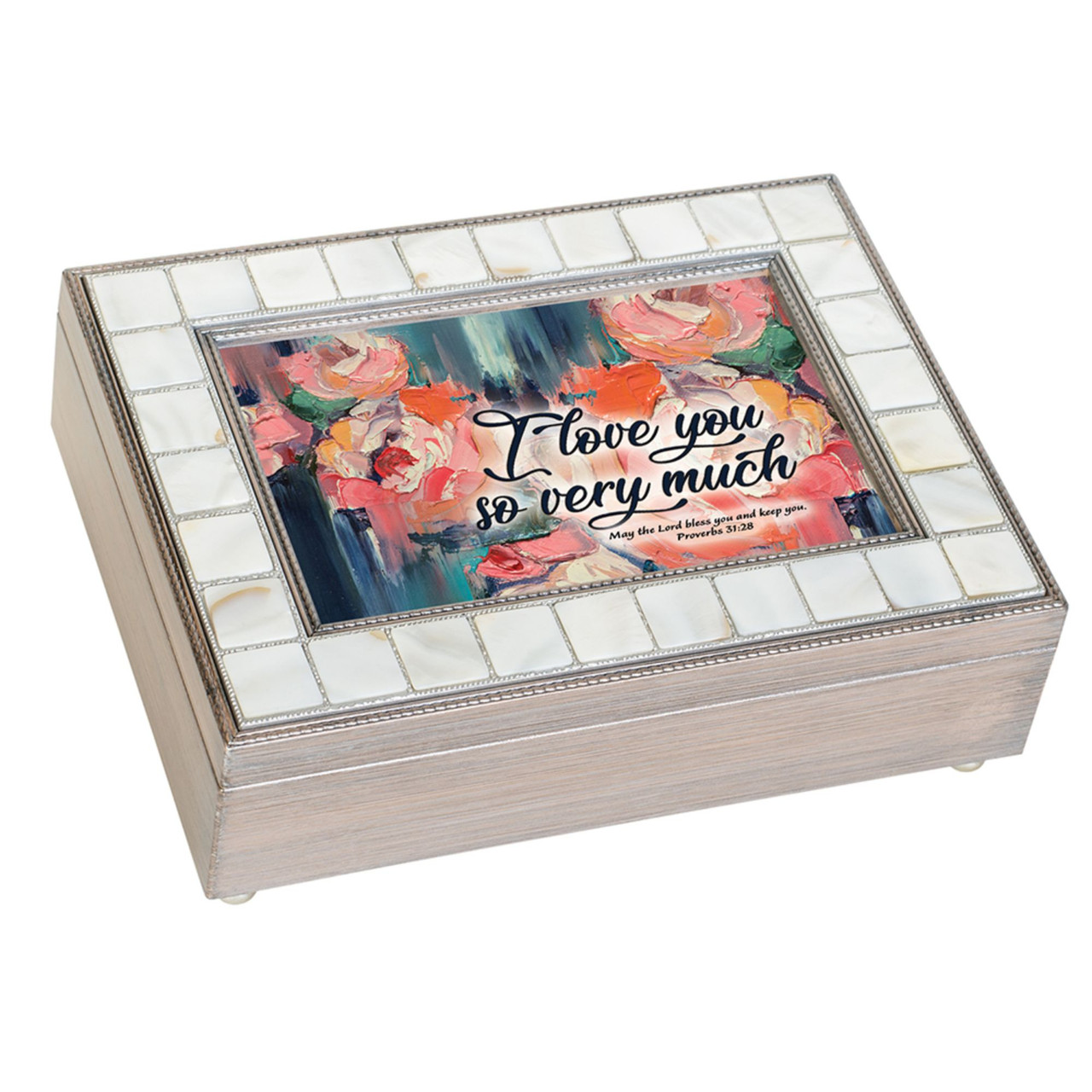 8" White "I Love You so Very Much" Keepsake Music Box | Christmas Central