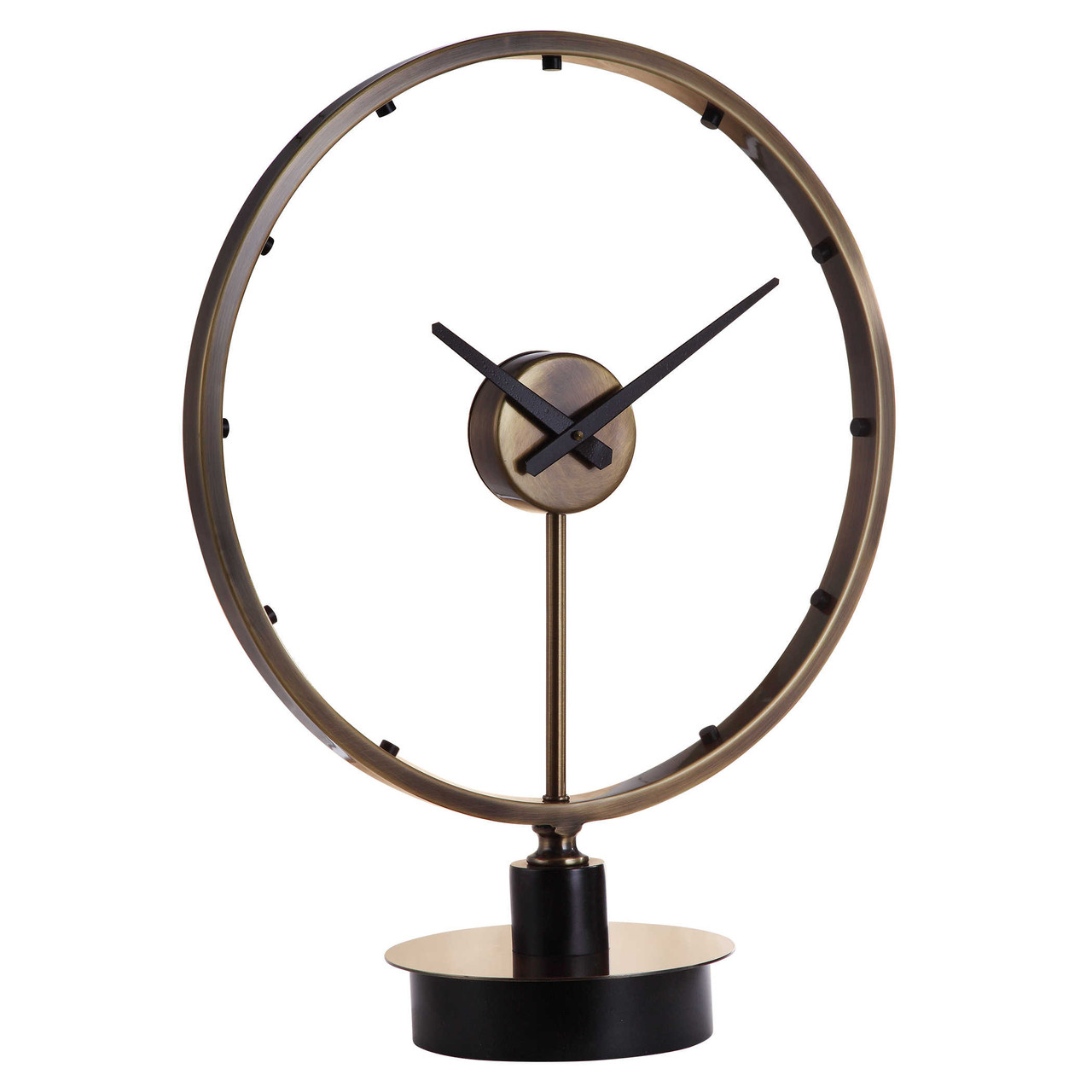 24" Black Modern Brushed Industrial Table Clock | Christmas Central