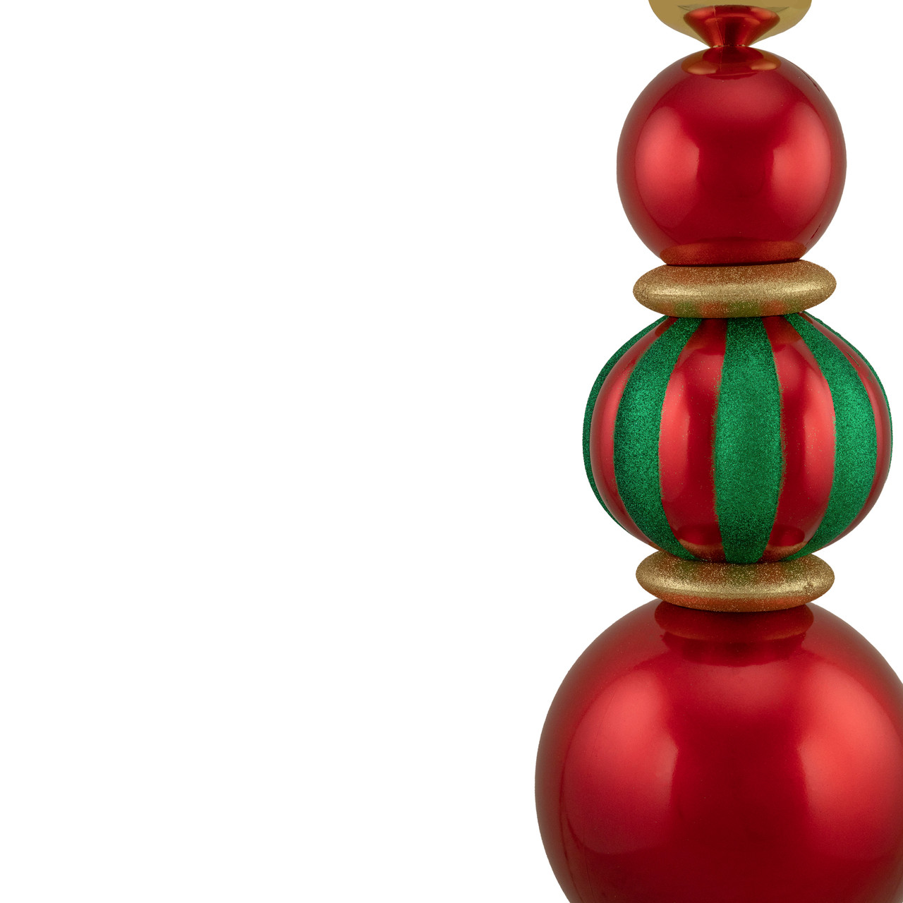 54" Green & Red Topiary Finial Tower Commercial Christmas Decoration ...