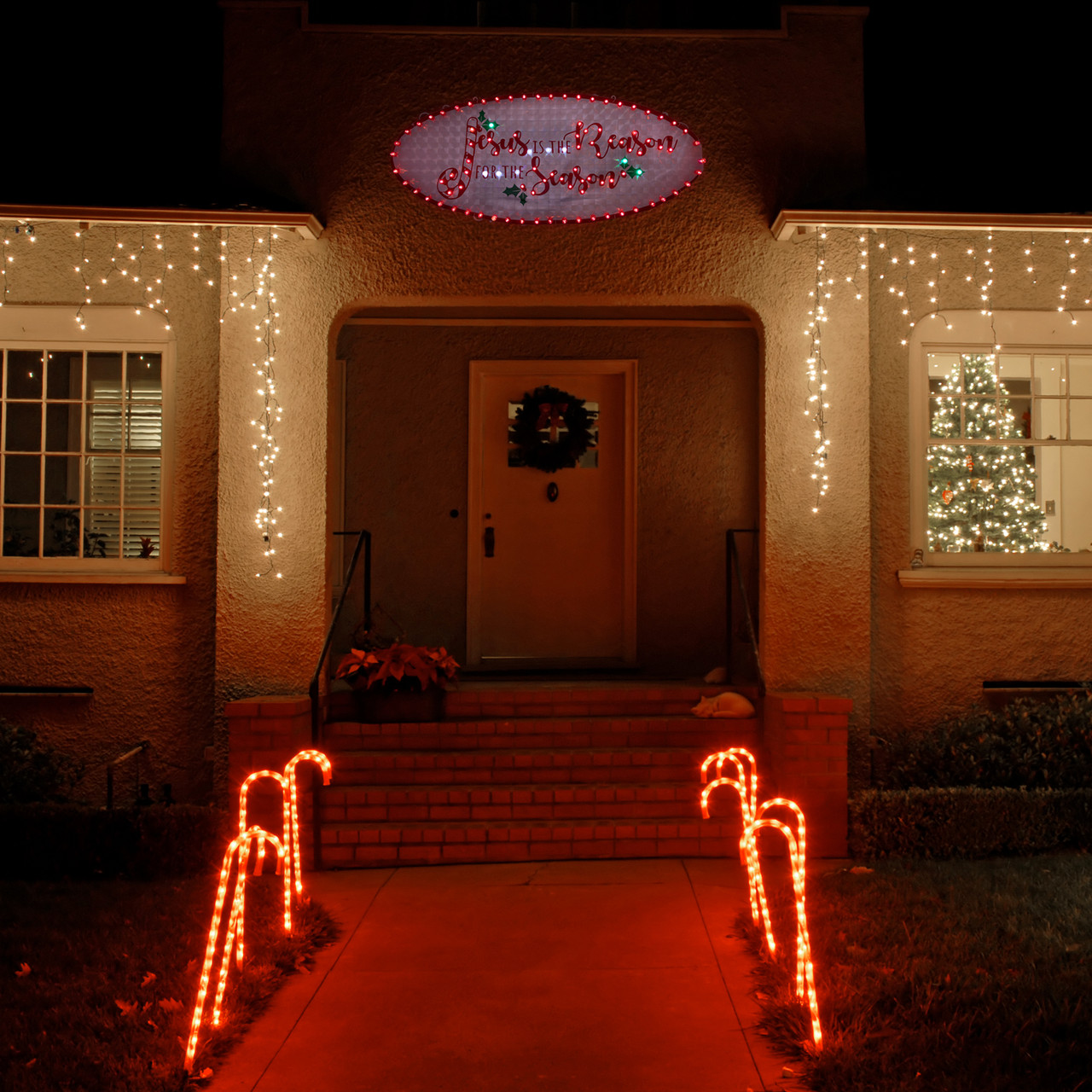 43" LED Lighted Holographic Jesus is the Reason Outdoor Christmas Sign ...