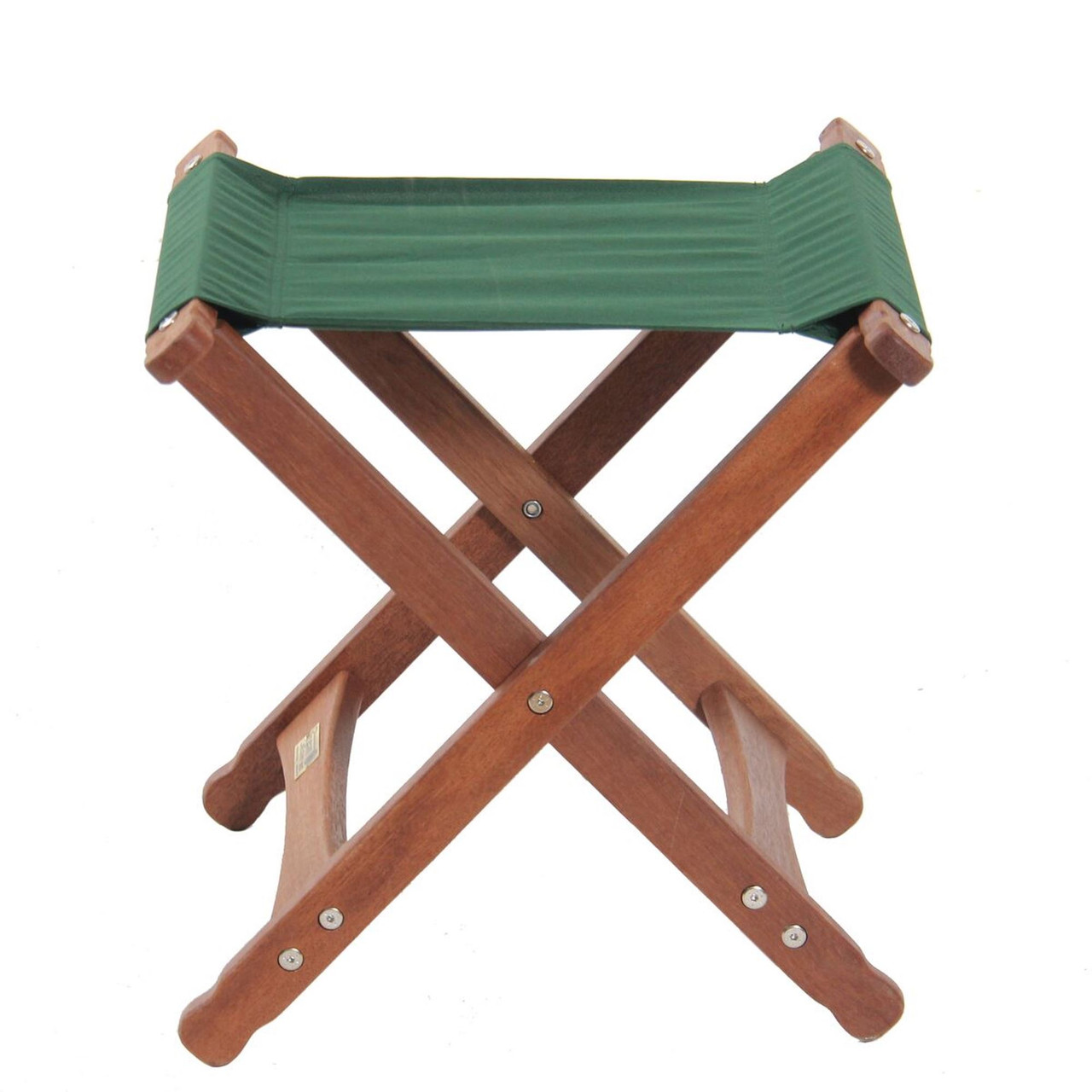 18" Folding Wooden Camping Stool with Forest Green Fabric Seat ...