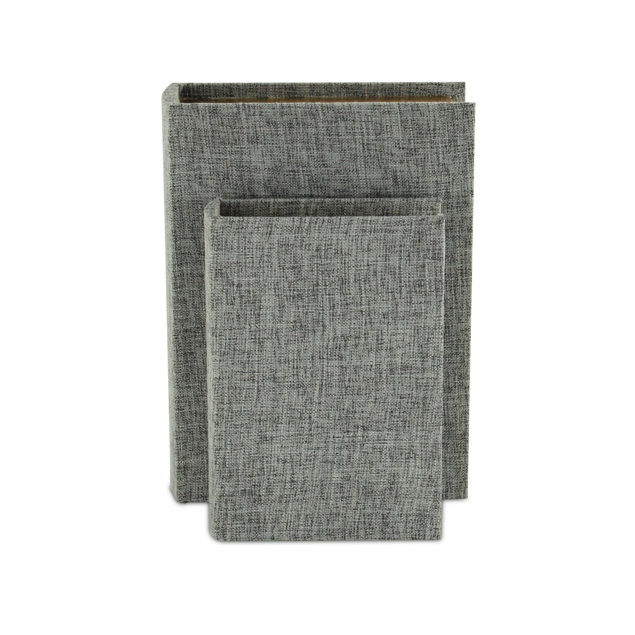 Set of 2 Gray & Gold Handmade Rectangular Linen Book Boxes 11 ...