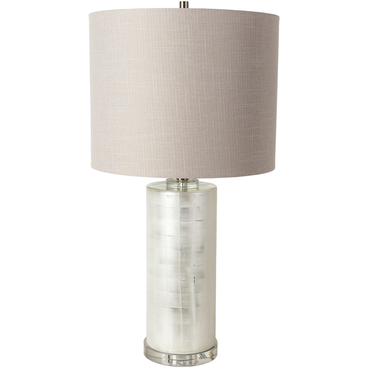 29" Silver Glass Table Lamp with Gray Drum Shade | Christmas Central