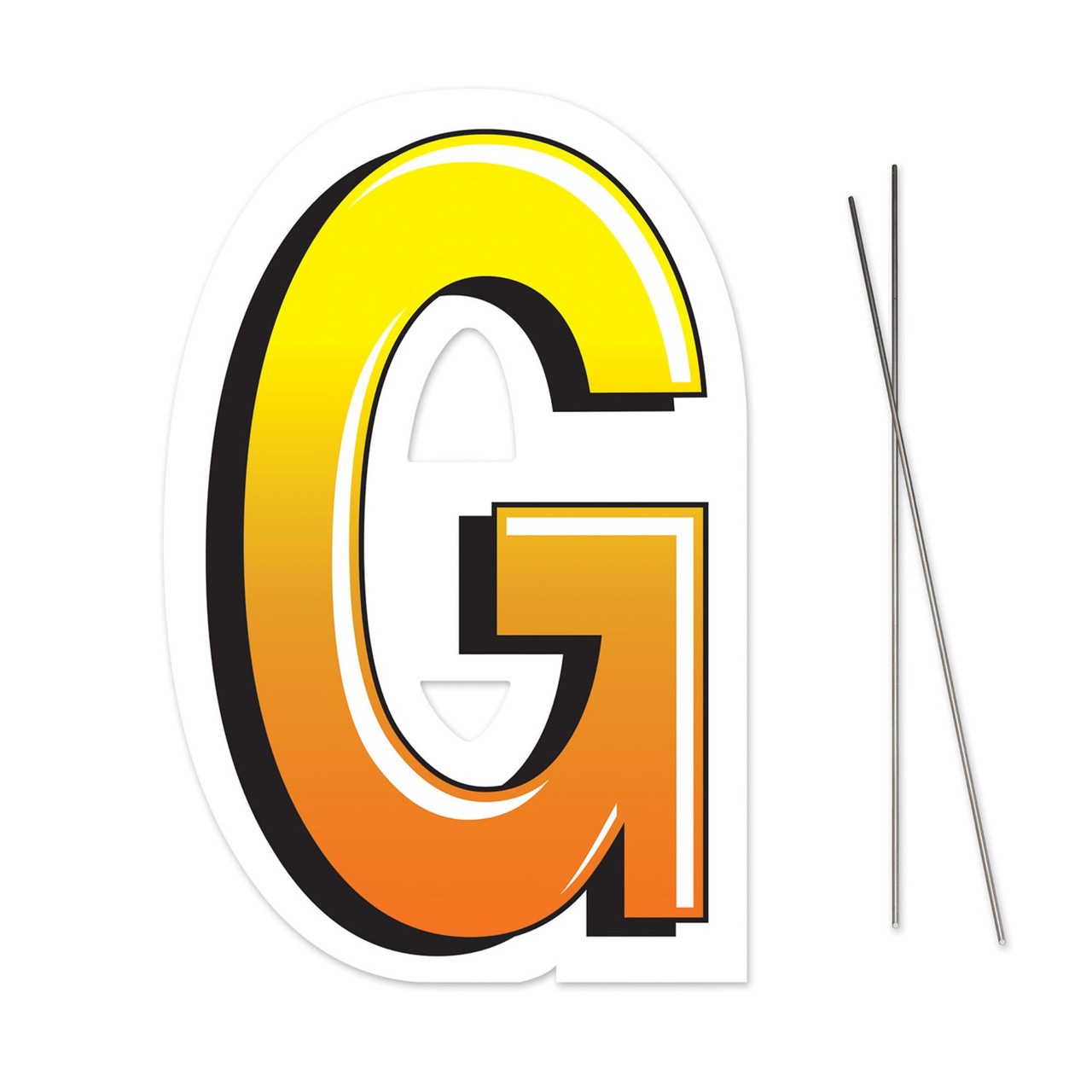 18" Yellow & Black Letter "G" Plastic Yard Sign with Metal Stakes ...