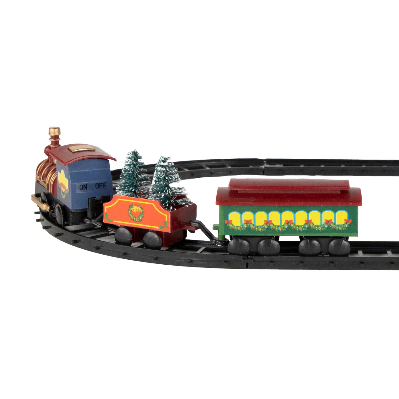 9-Piece Red Battery Operated Animated Christmas Train Set | Christmas ...