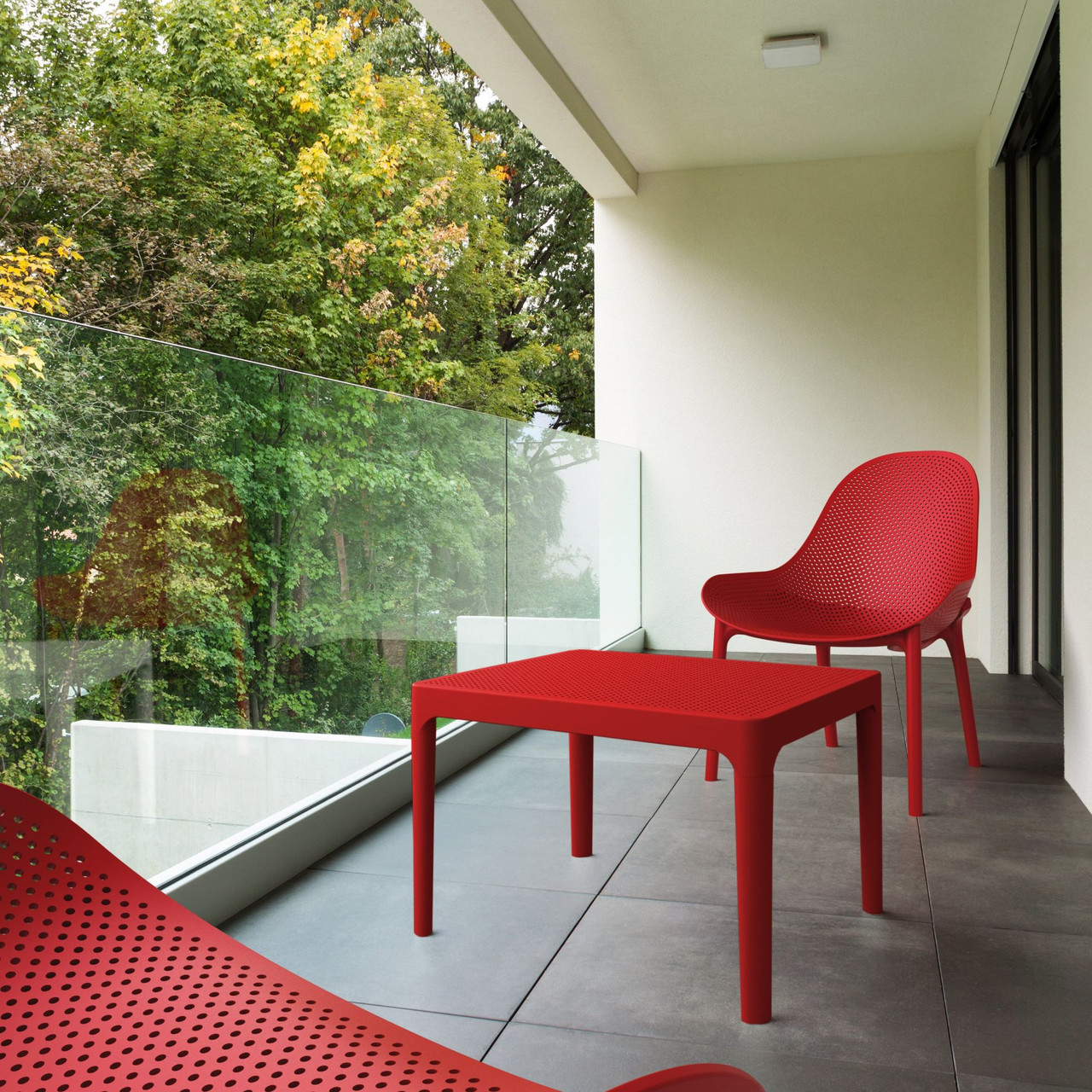 23.5" Red Rectangular Outdoor Patio Side Table | Christmas Central