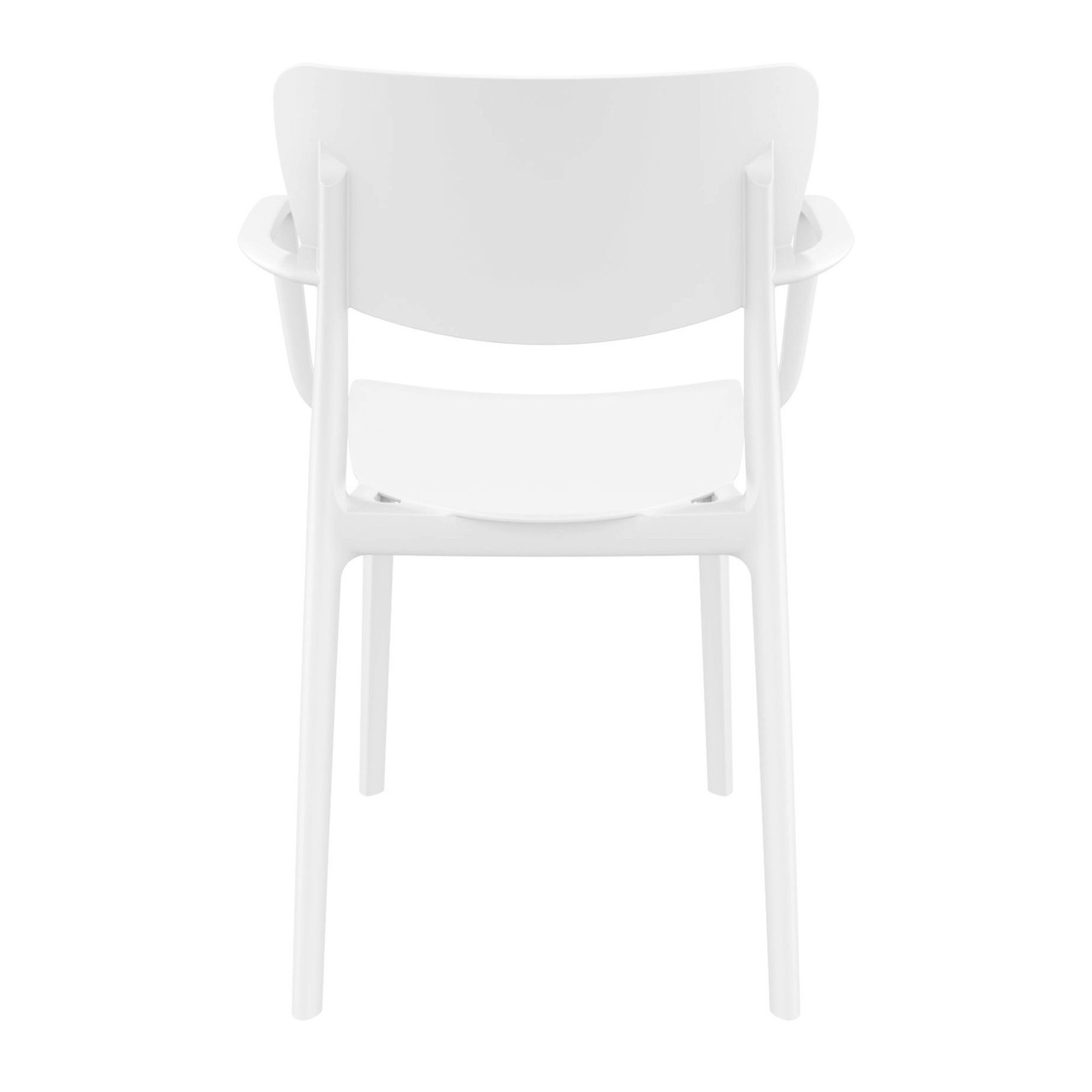 33" White Solid Stackable Patio Dining Arm Chair | Christmas Central