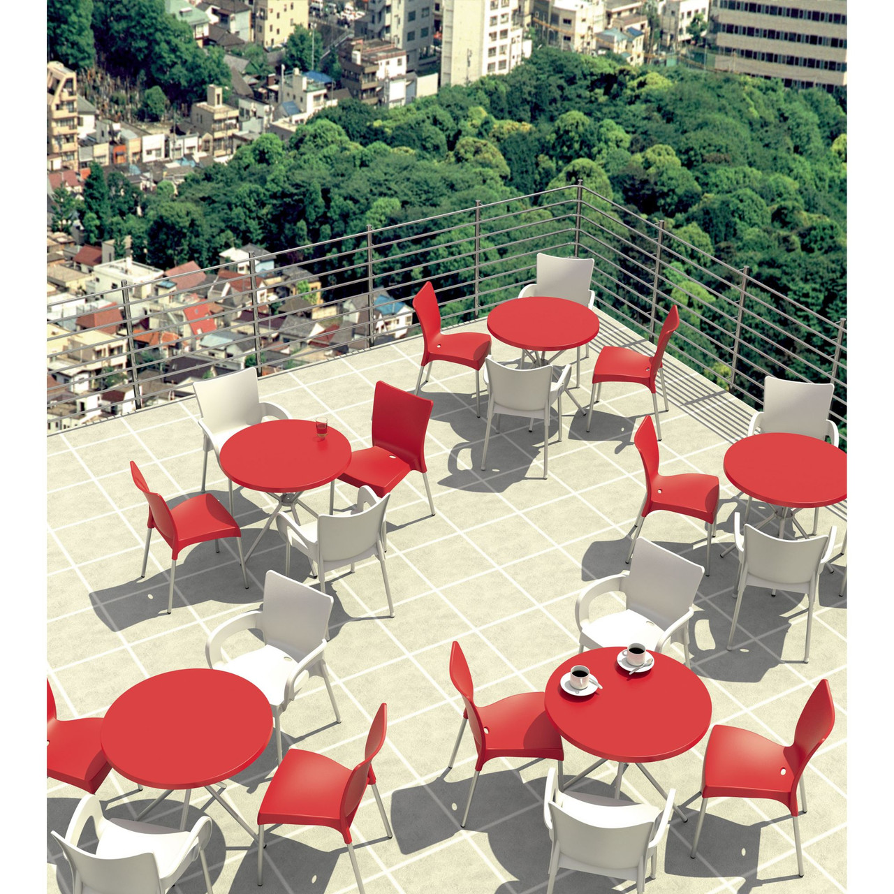 33.25" Red & White Stackable Outdoor Patio Dining Chair | Christmas Central