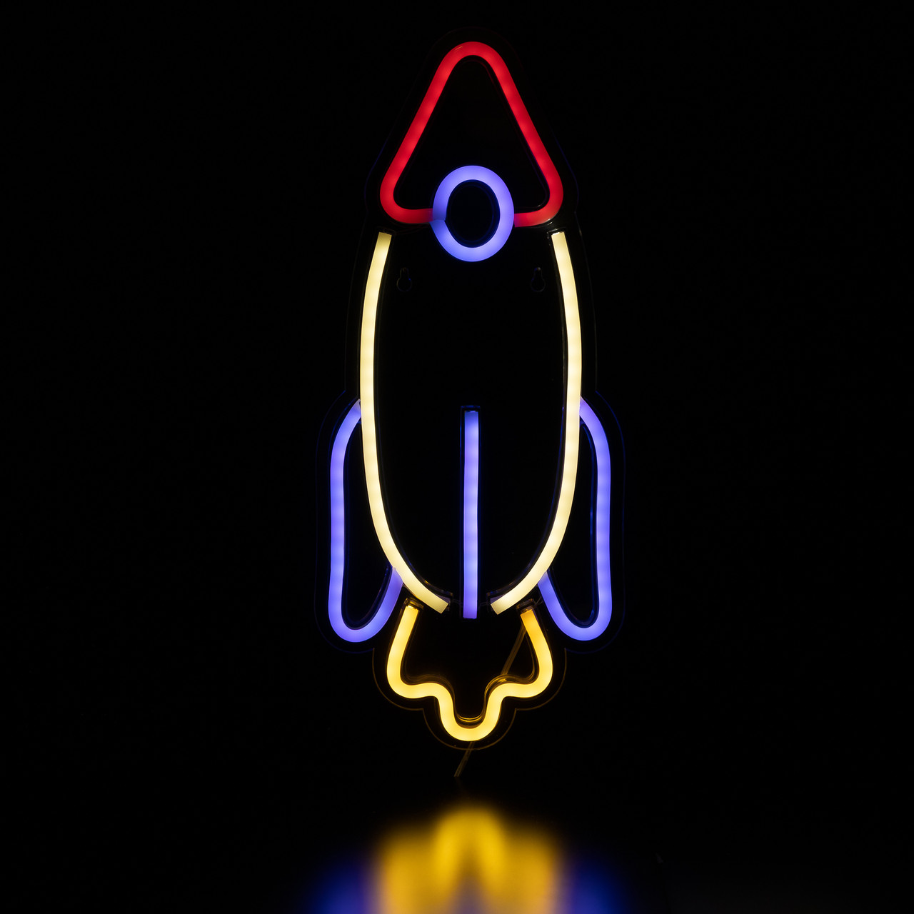 16.25" LED Neon Style Rocketship Wall Sign | Christmas Central