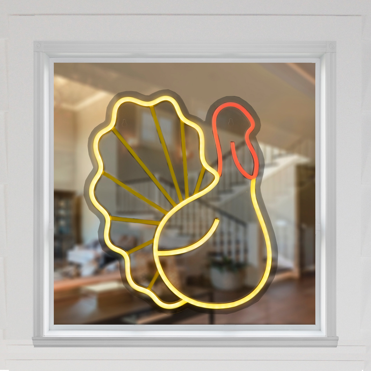 LED Turkey Neon Lighted Thanksgiving Wall or Window Decoration - 15 ...
